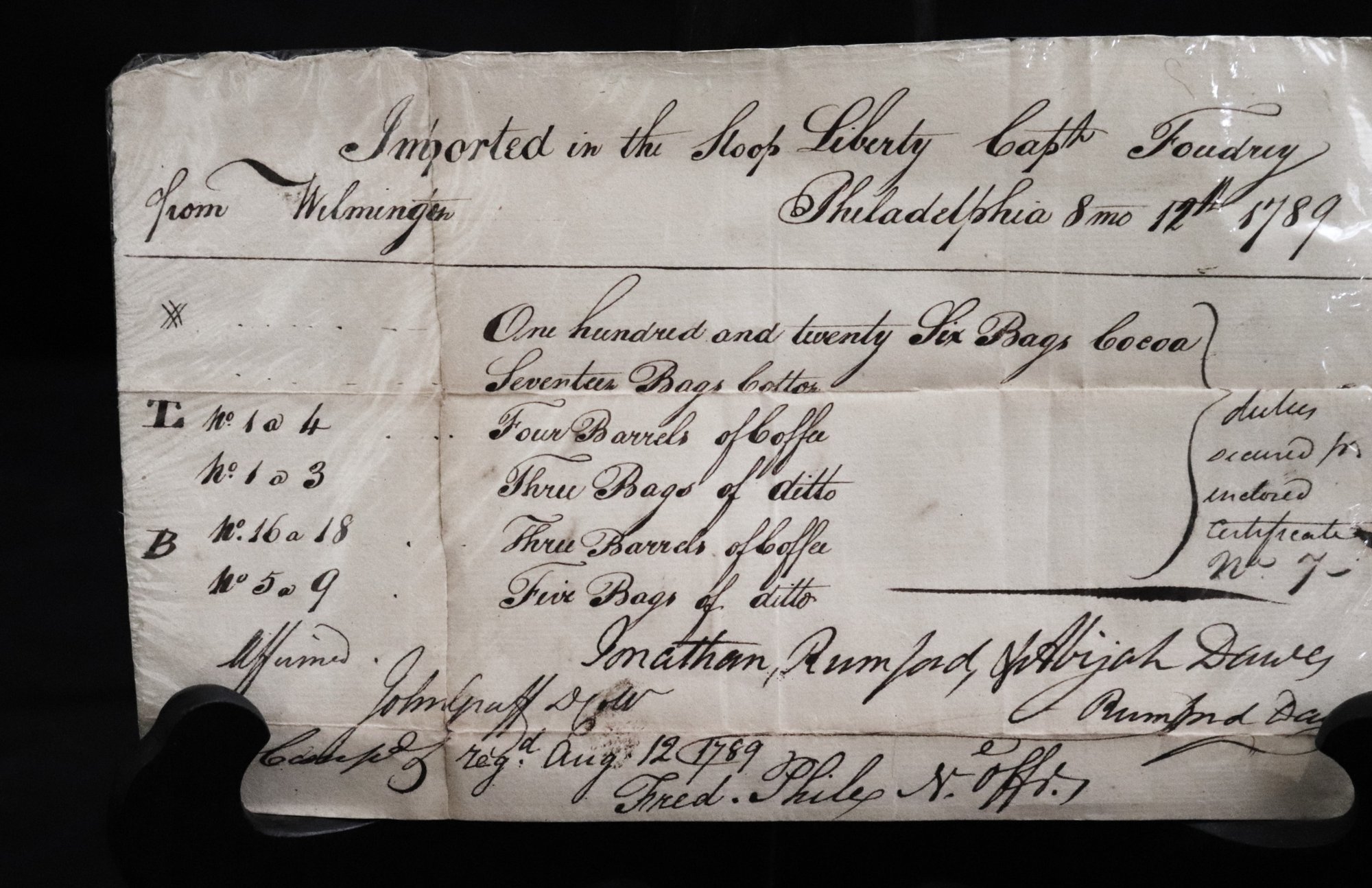 Antique Ship Imports Signed And Dated Document, Philadelphia 1789 ...