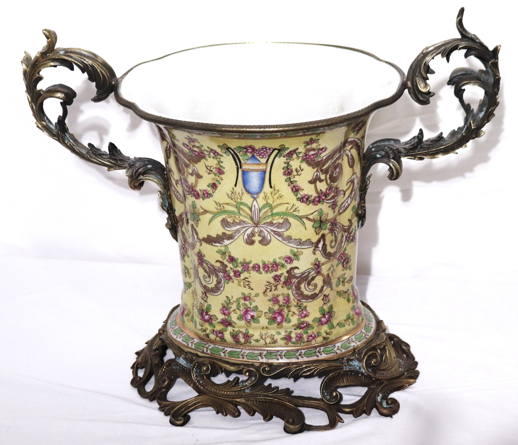 Lovely Renaissance Style Hand Painted Porcelain Vase With Bronze Mounts ...