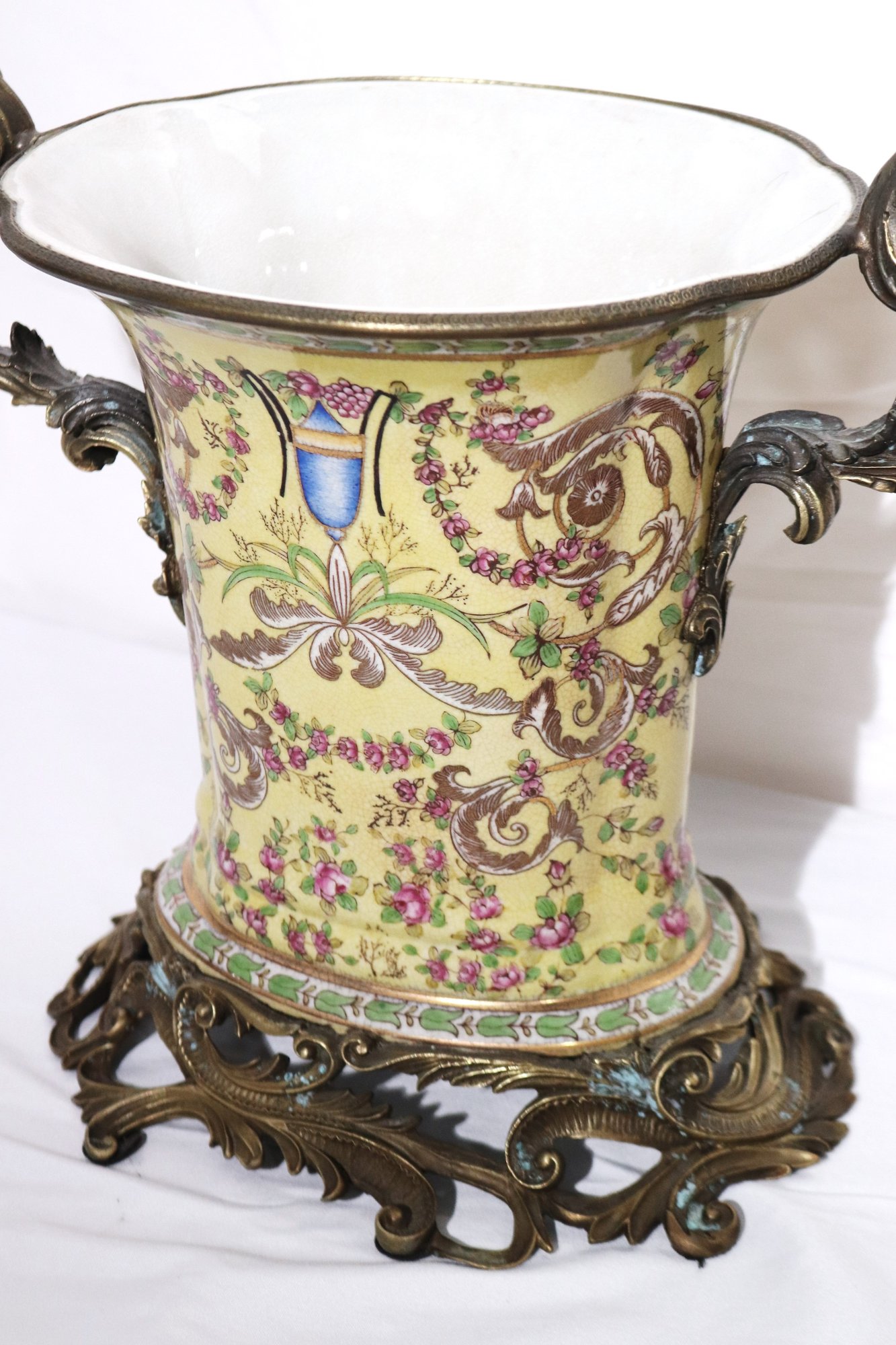 Lovely Renaissance Style Hand Painted Porcelain Vase With Bronze Mounts ...
