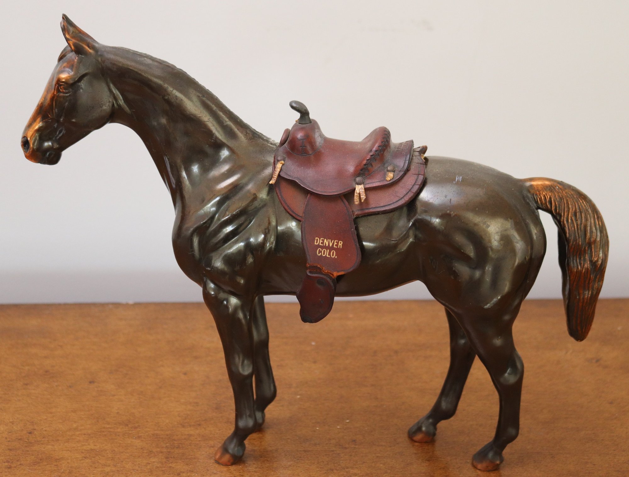 Heavy Copper Finished Thoroughbred Race Horse Figure With Leather ...