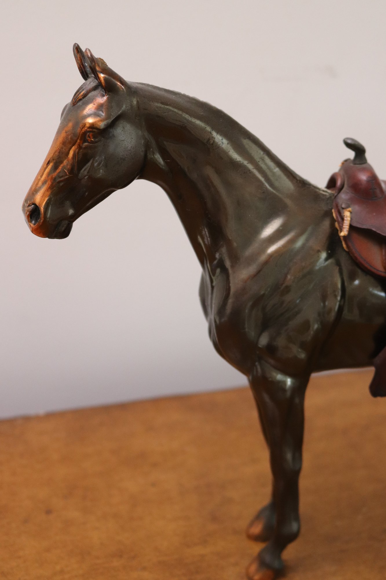 Heavy Copper Finished Thoroughbred Race Horse Figure With Leather ...