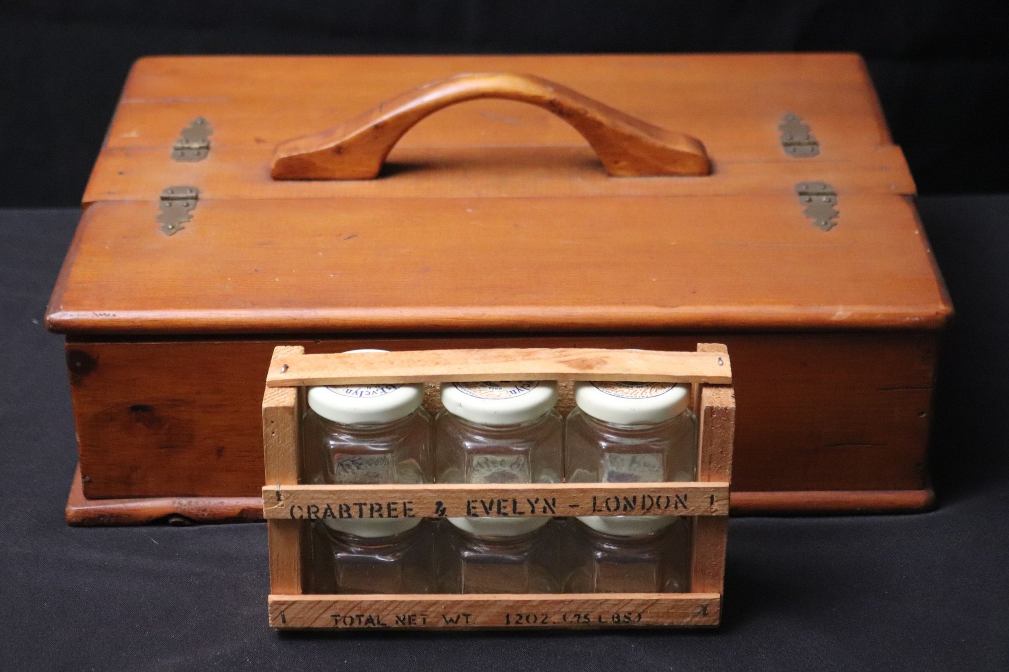 Antique Pine Portable Sewing Box/Caddy And Crabtree & Evelyn Decorative ...