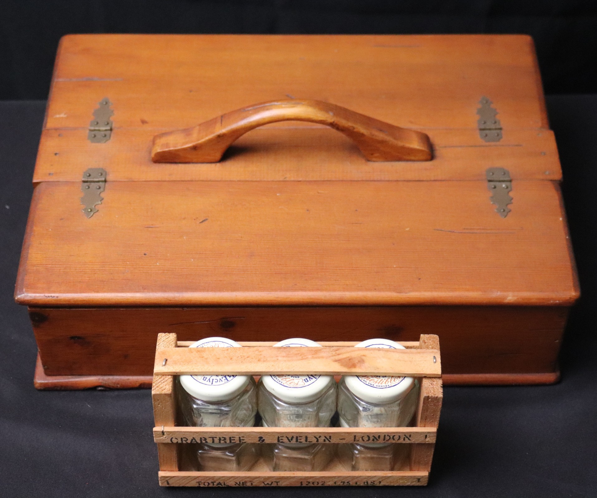 Antique Pine Portable Sewing Box/Caddy And Crabtree & Evelyn Decorative ...