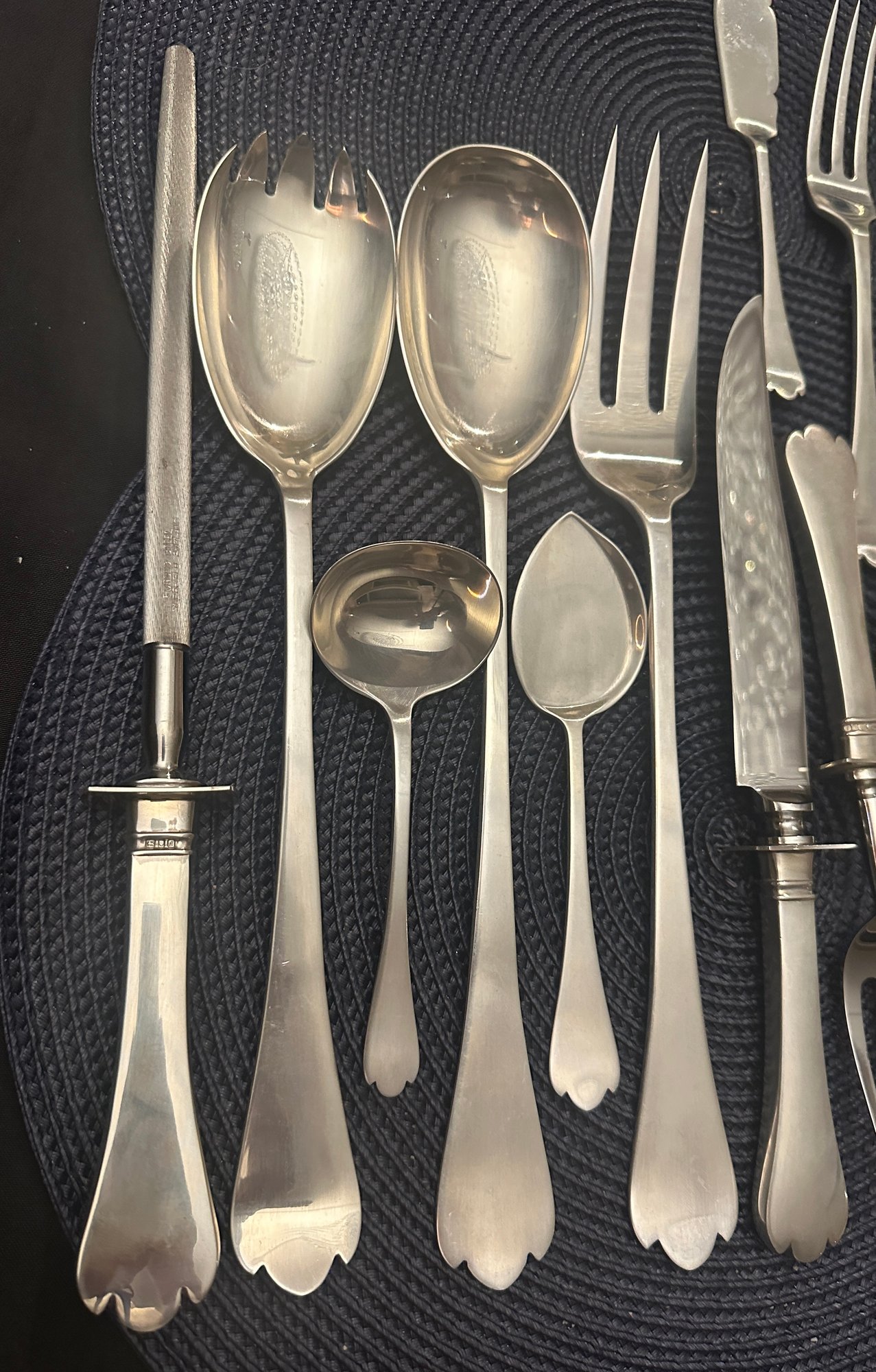 WORCESTER SILVER COMPANY STUART TRIFID PATTERN STERLING SILVER FLATWARE ...