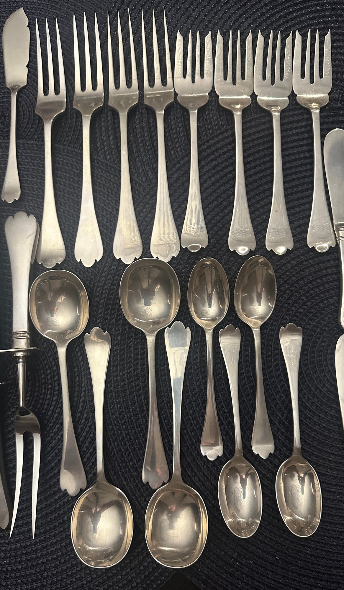 WORCESTER SILVER COMPANY STUART TRIFID PATTERN STERLING SILVER FLATWARE ...