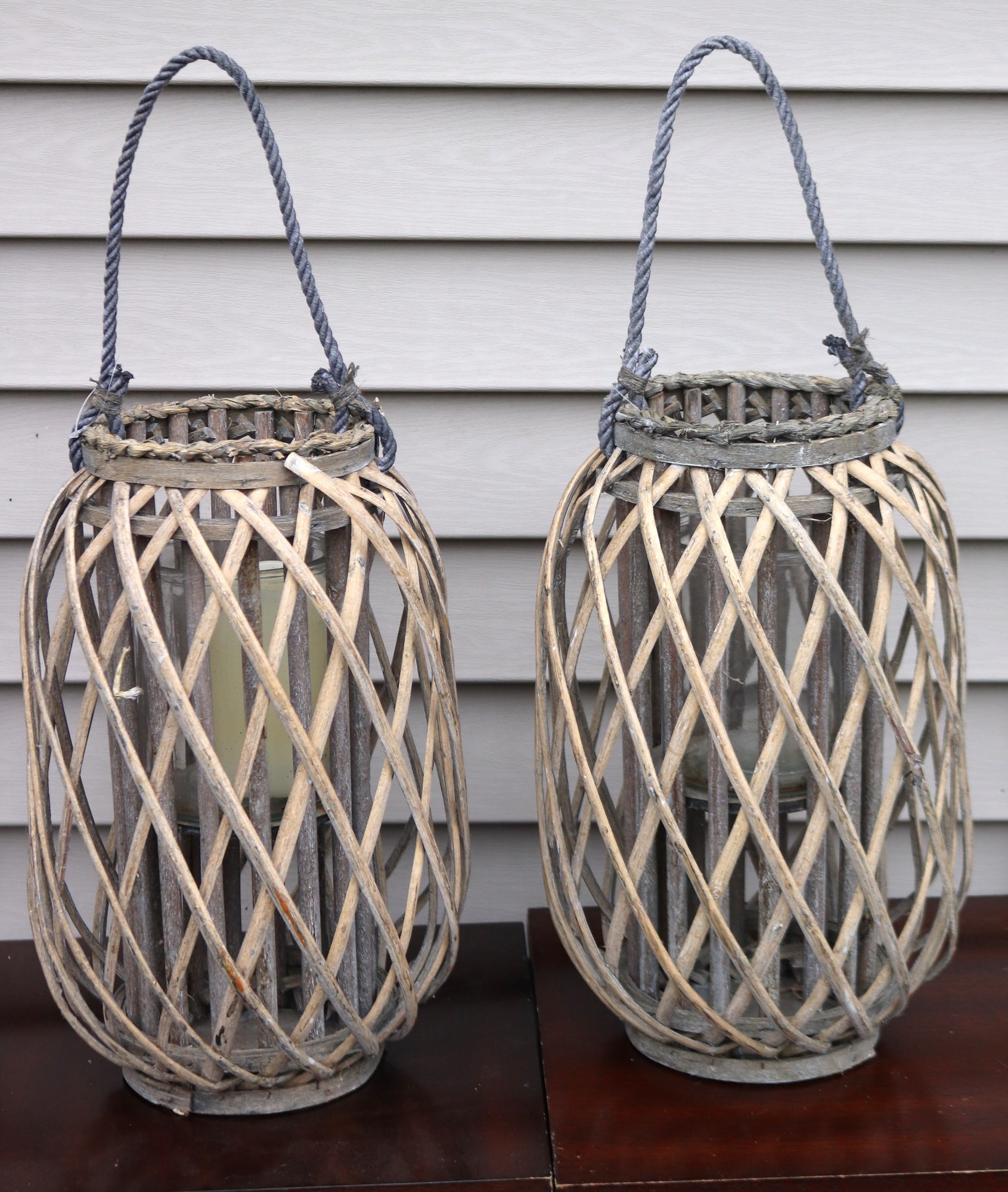 Pair Of Decorative Rattan Willow Lanterns #55281 | Auctionninja.com