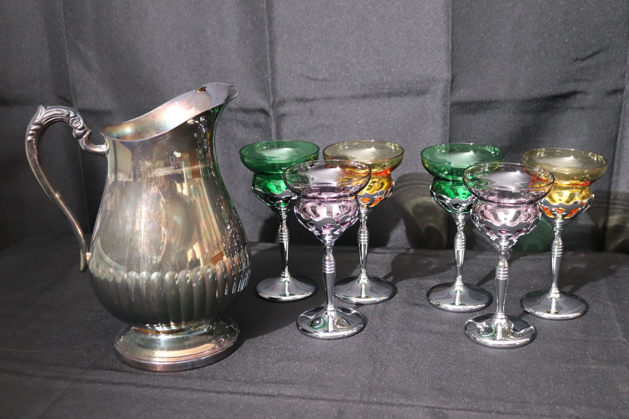 Set Of 6 Colorful Italian Style Wine Glasses And Kent Silversmiths ...