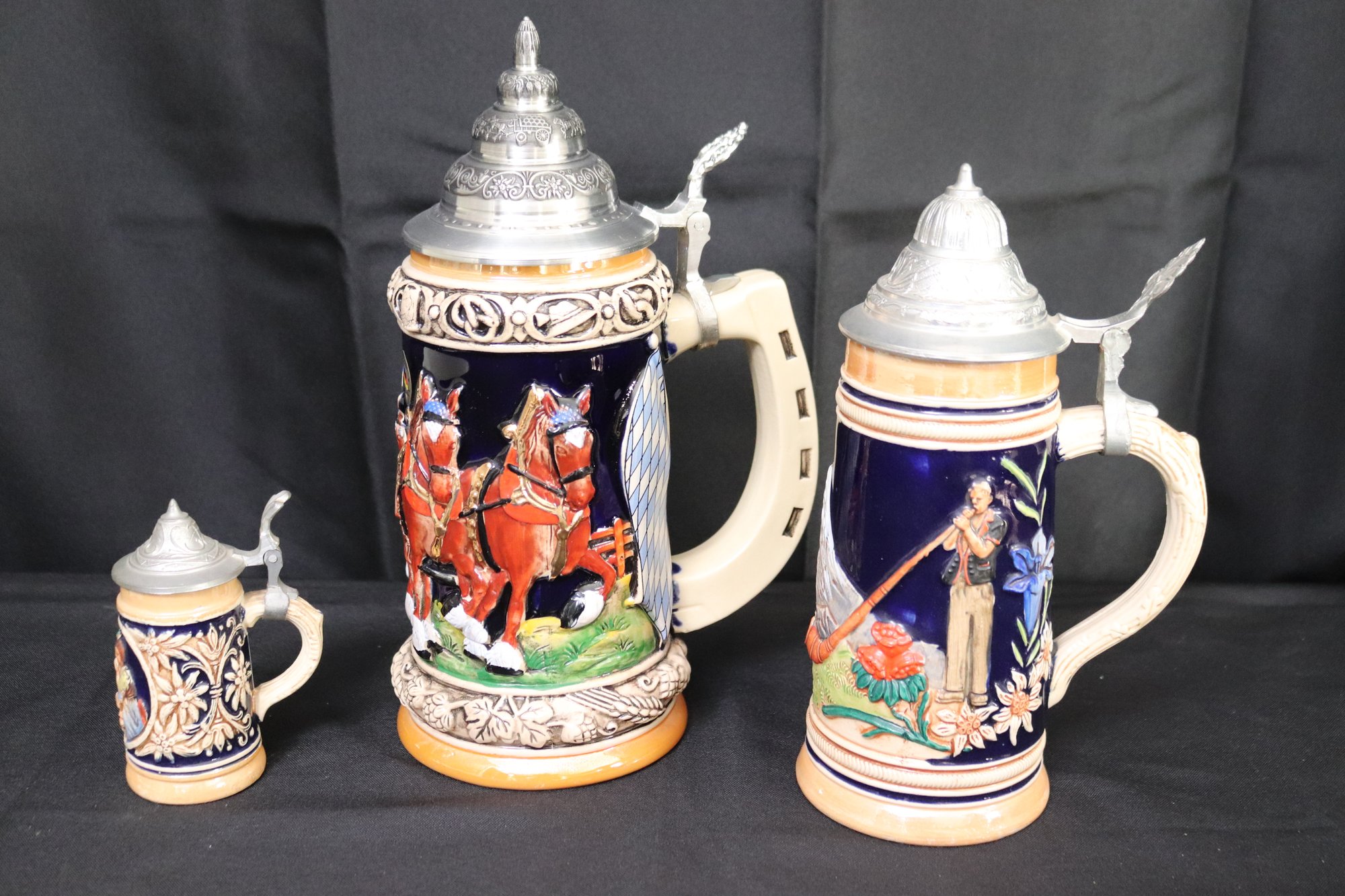 Collection Of Beer Steins Including A Larger Original King Handmade ...