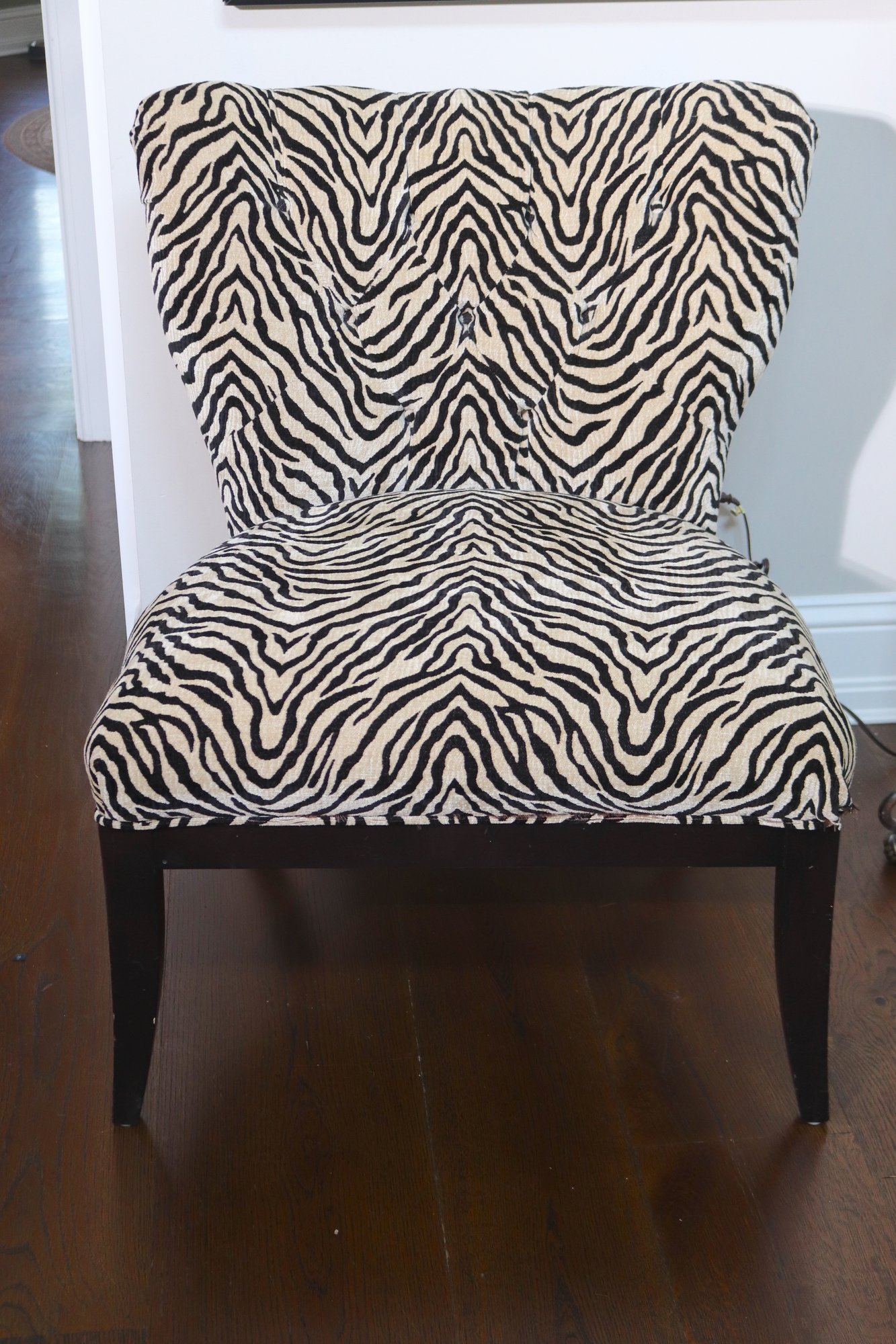Modern Armless Accent Chair With Tiger/ Zebra Stripe Upholstery And ...