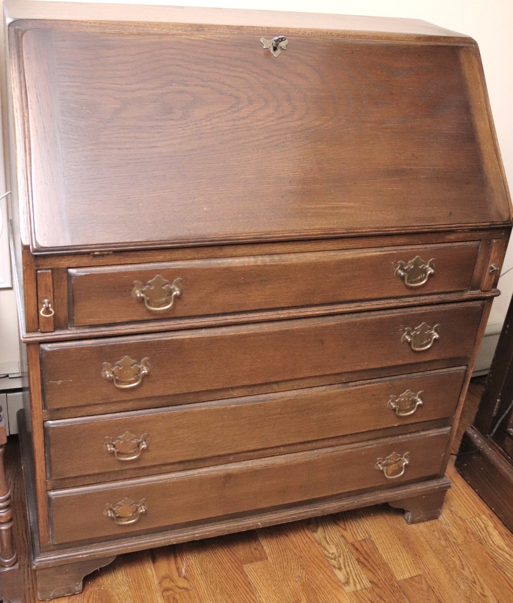 Vintage Dark Oak Wood Secretary Desk #54287 | Auctionninja.com
