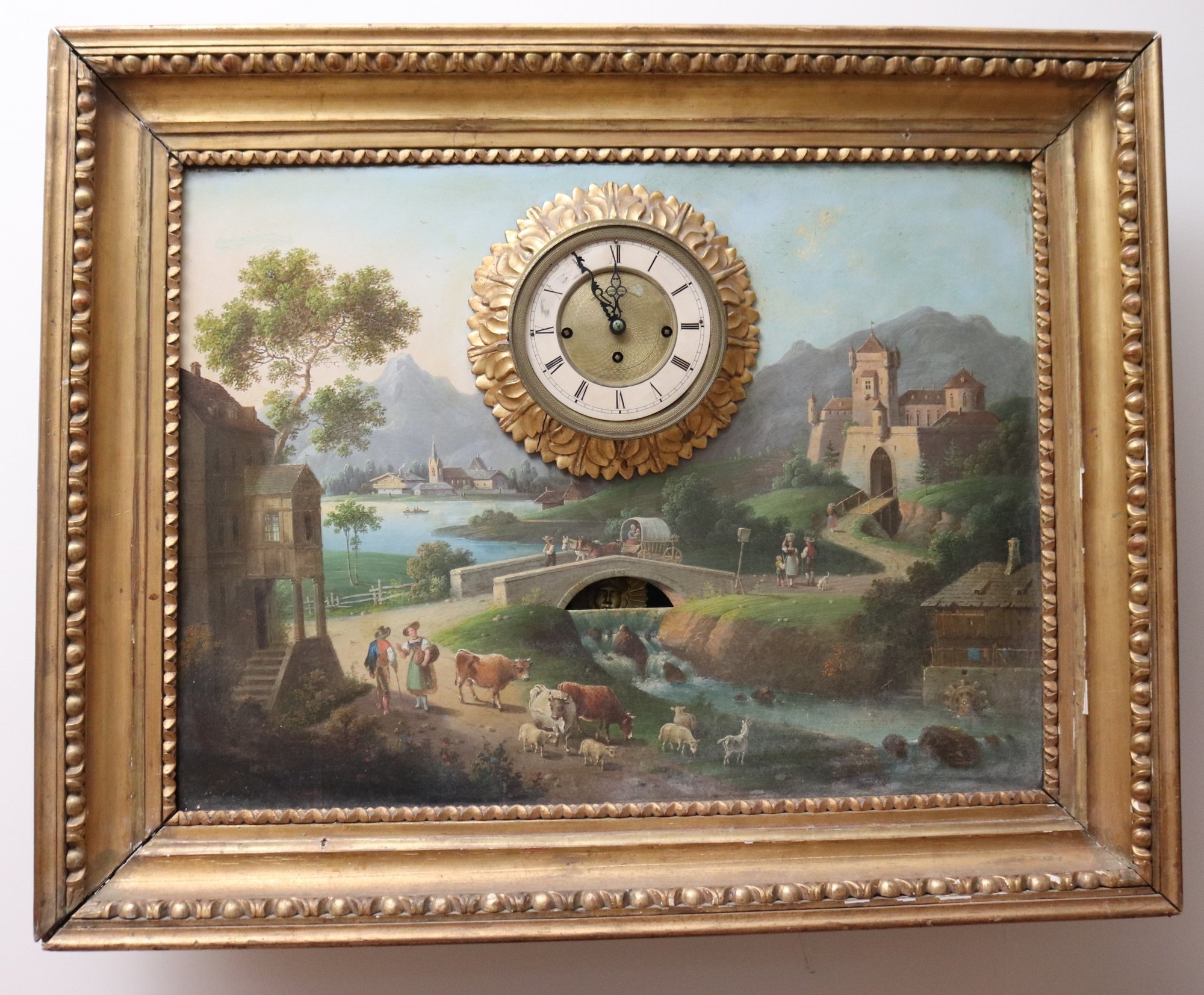 Vintage/Antique Painting Pictorial Clock #60360 | Auctionninja.com