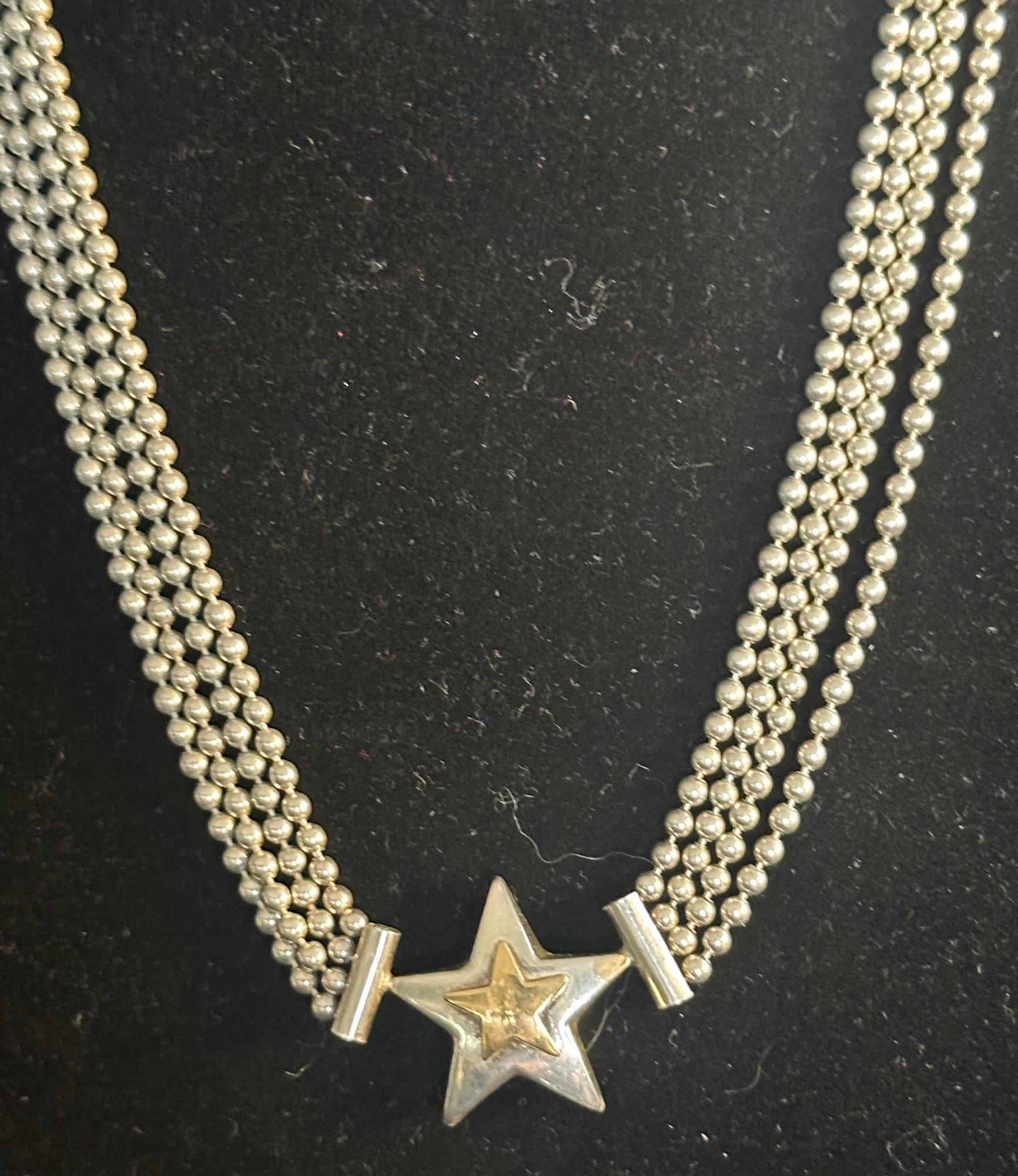 Sterling Silver 16 Inch 4 Strand Beaded Necklace With Star Pendant With ...