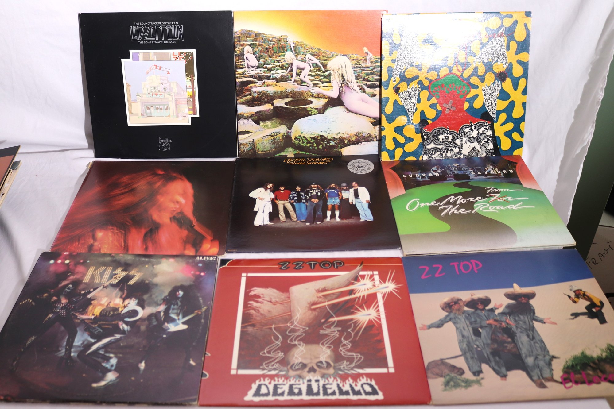 Lot Of 9 Vintage Record Albums By Led Zeppelin, Kiss, ZZ Top And More ...