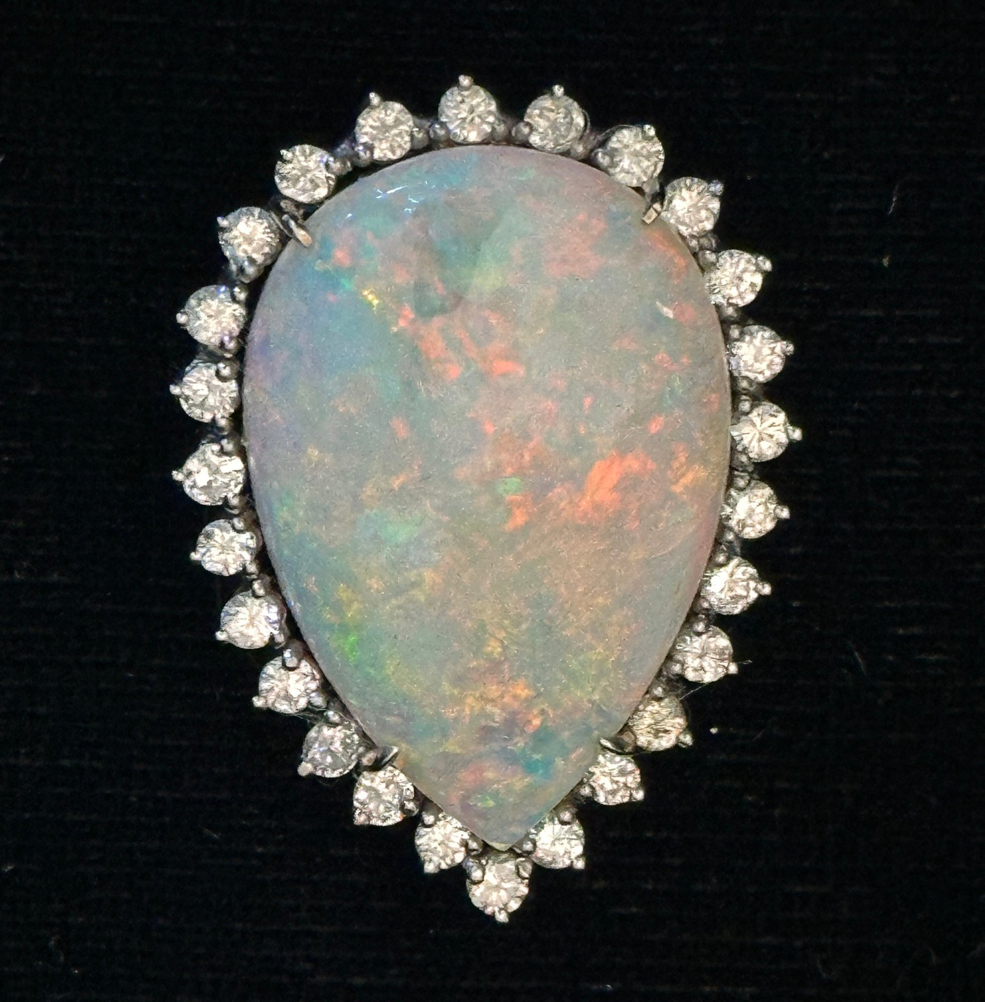14K WG EXQUISITE FIRE GREEN / ORANGE PEAR SHAPED OPAL SLIDER PENDANT ...