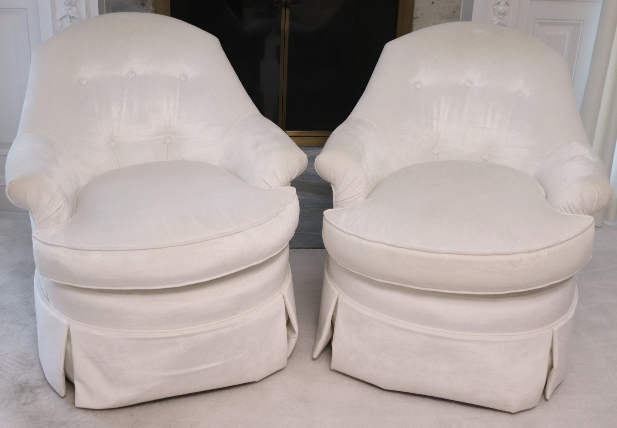 Pair Of Custom Swivel/ Rocking Slipper Chairs By Century Furniture With ...