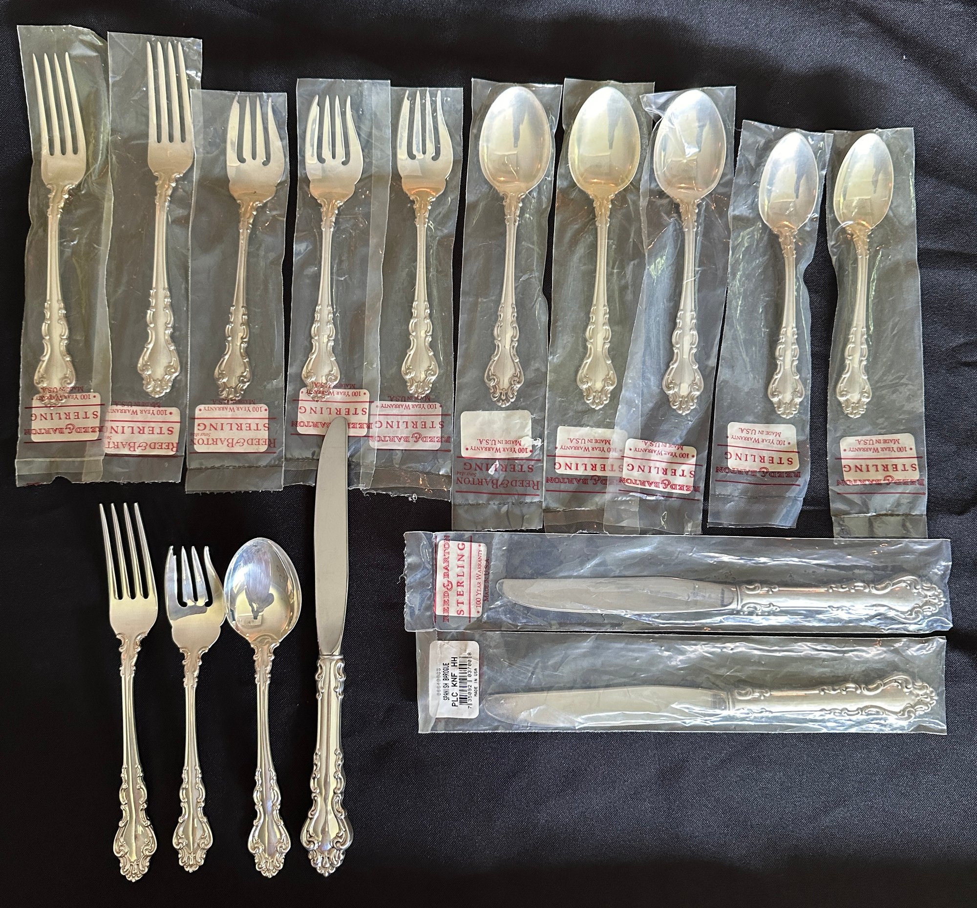 REED AND BARTON SPANISH BAROQUE 16 PC STERLING SILVER REPLACEMENT SET ...