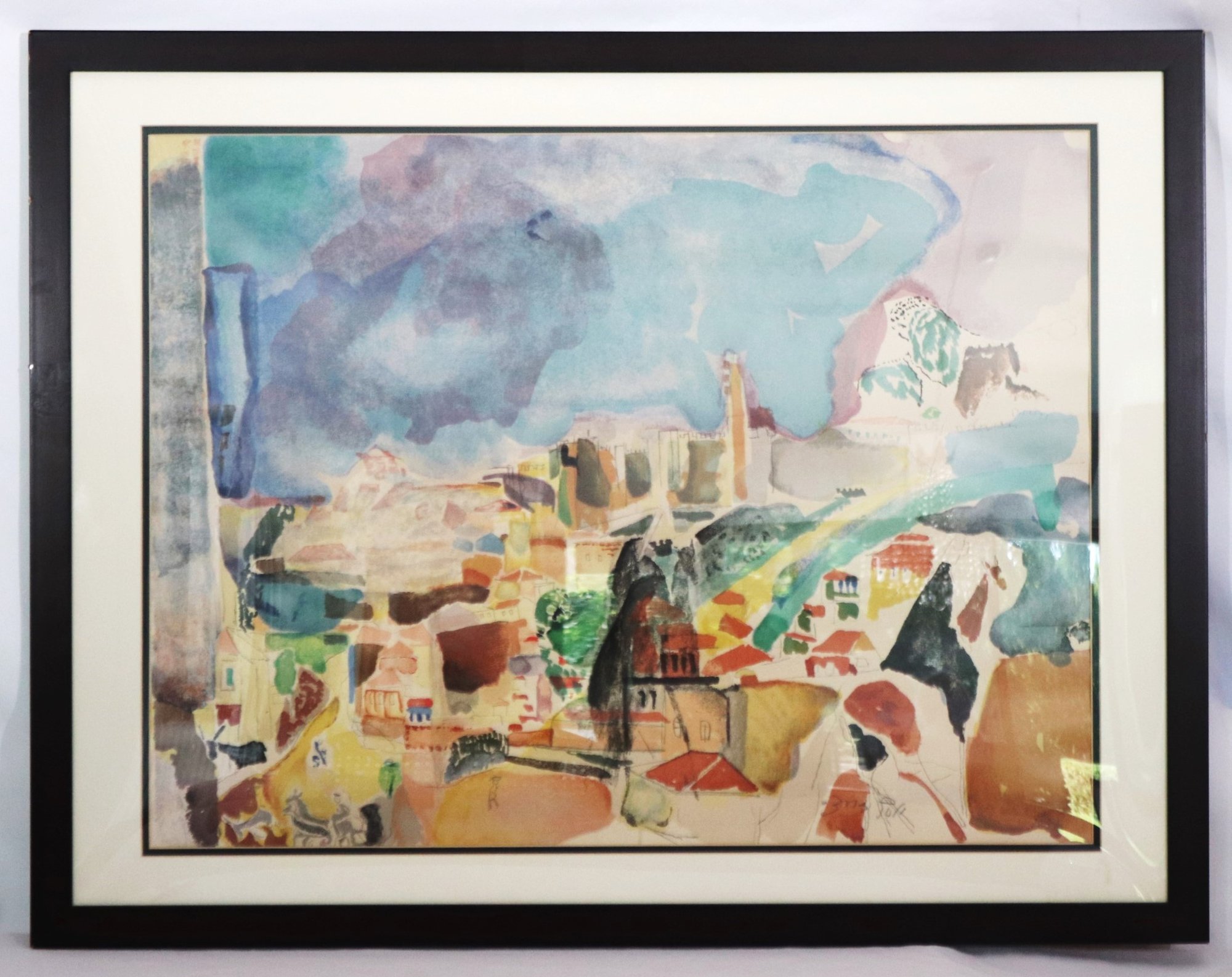 Abstract Watercolor Painting Of Jerusalem Signed Joseph Zaritsky ...