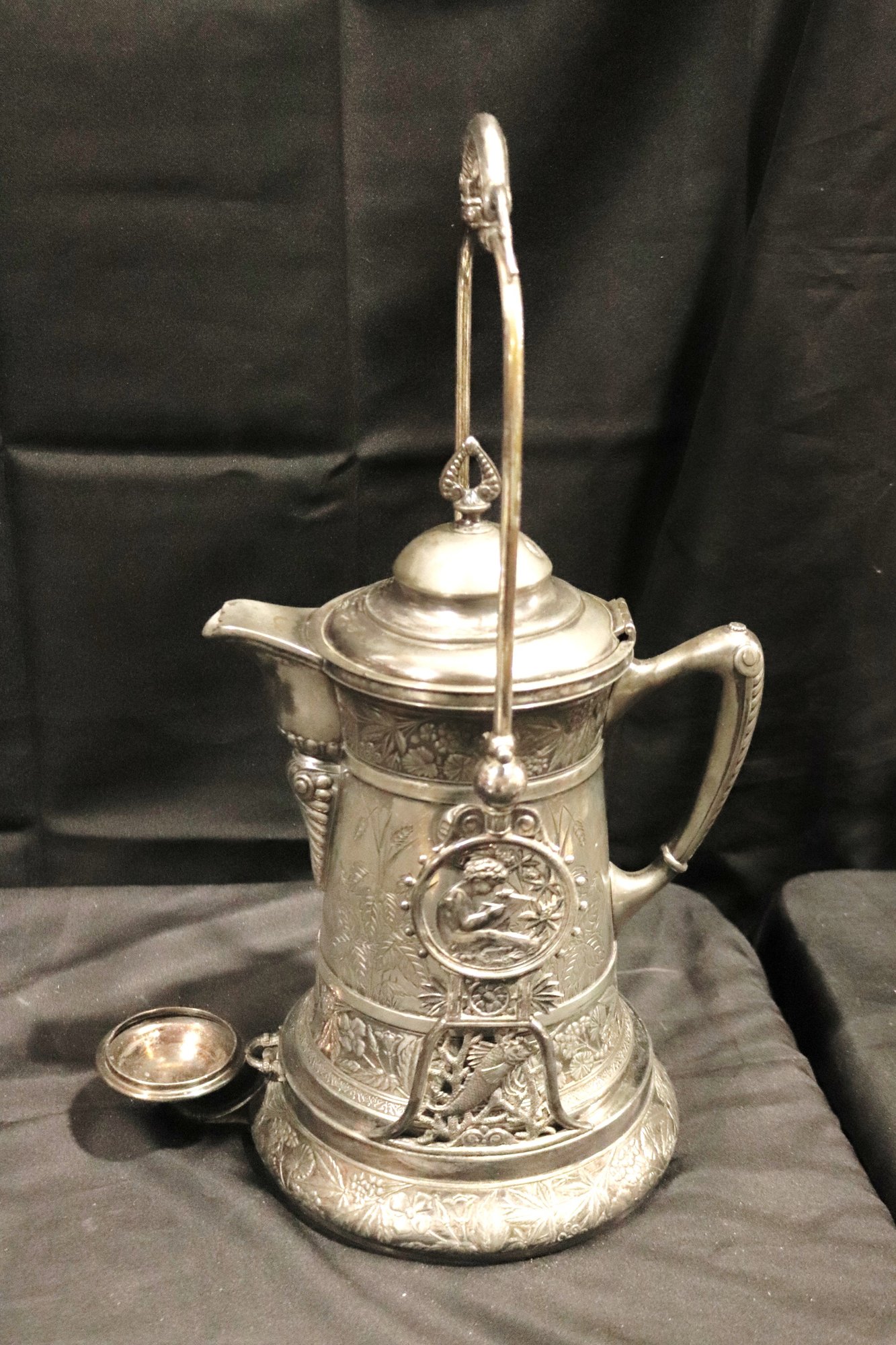 Large Ornate Victorian Tilting Water Pitcher With Embossed Detail ...