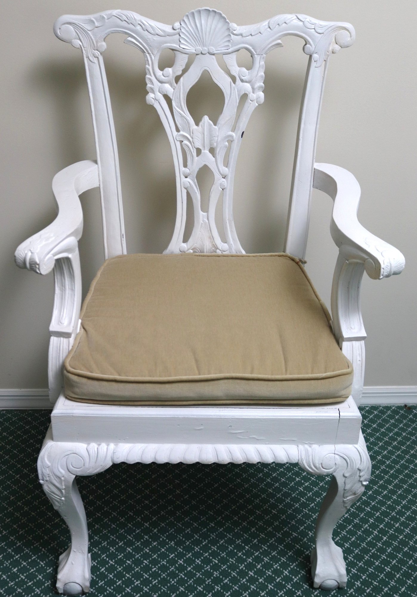 Painted White Chippendale Style Chair #54485 | Auctionninja.com