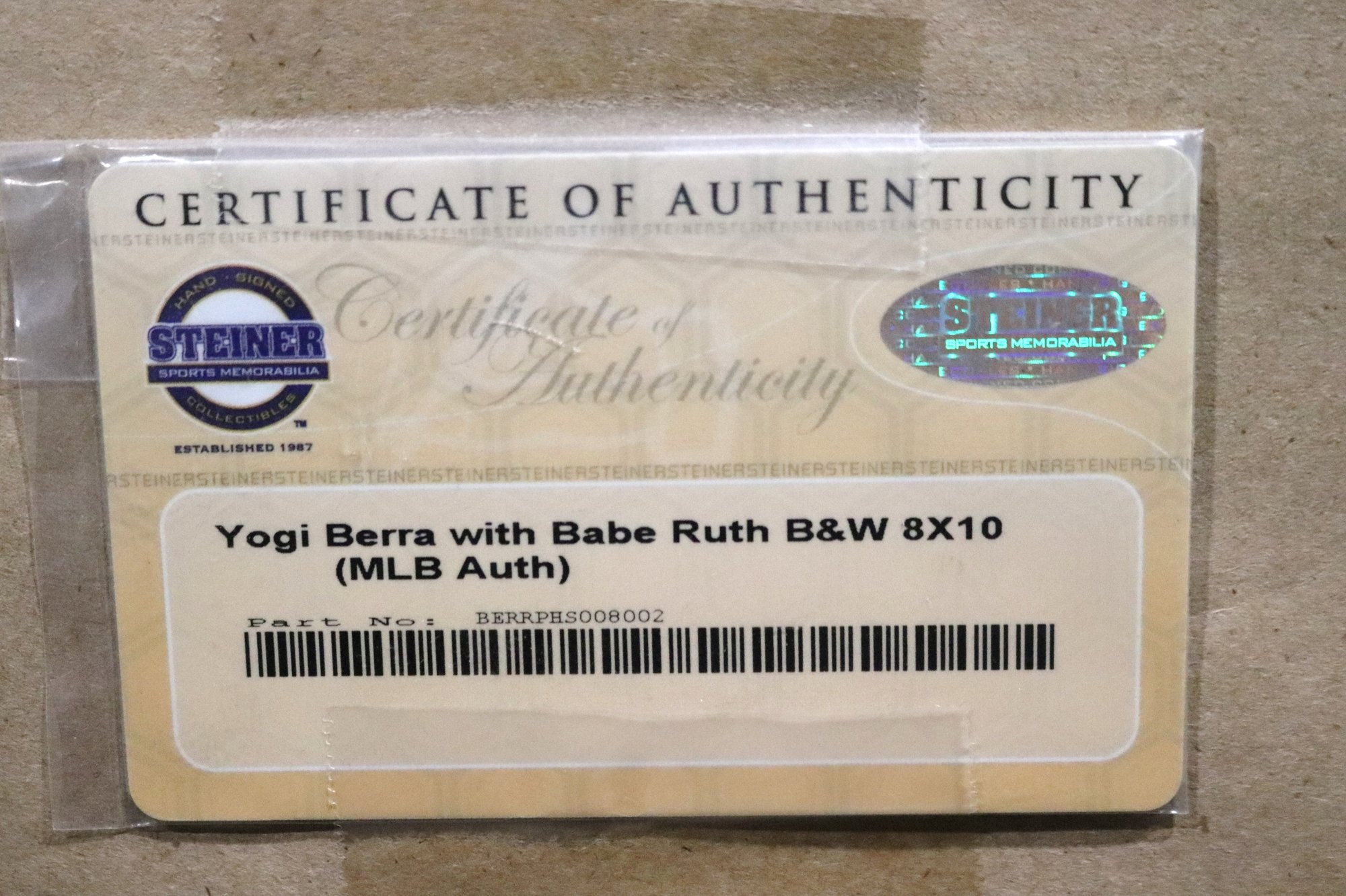 Yogi Bera Autographed Photo File Print With Babe Ruth COA Number LR100375361 #55551 ...