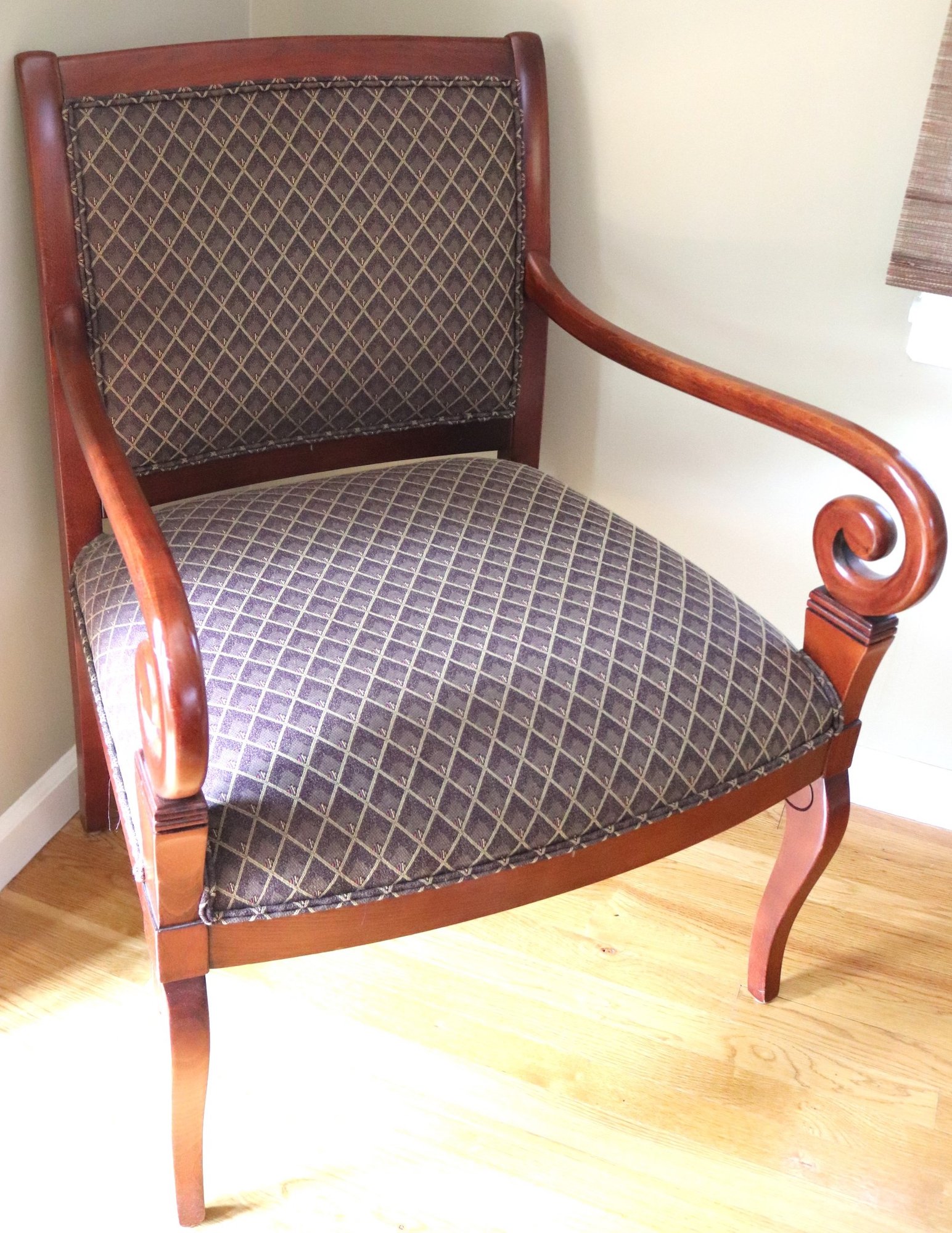 Transitional Ethan Allen French Charles X Occasional Chair, Fine Carved ...