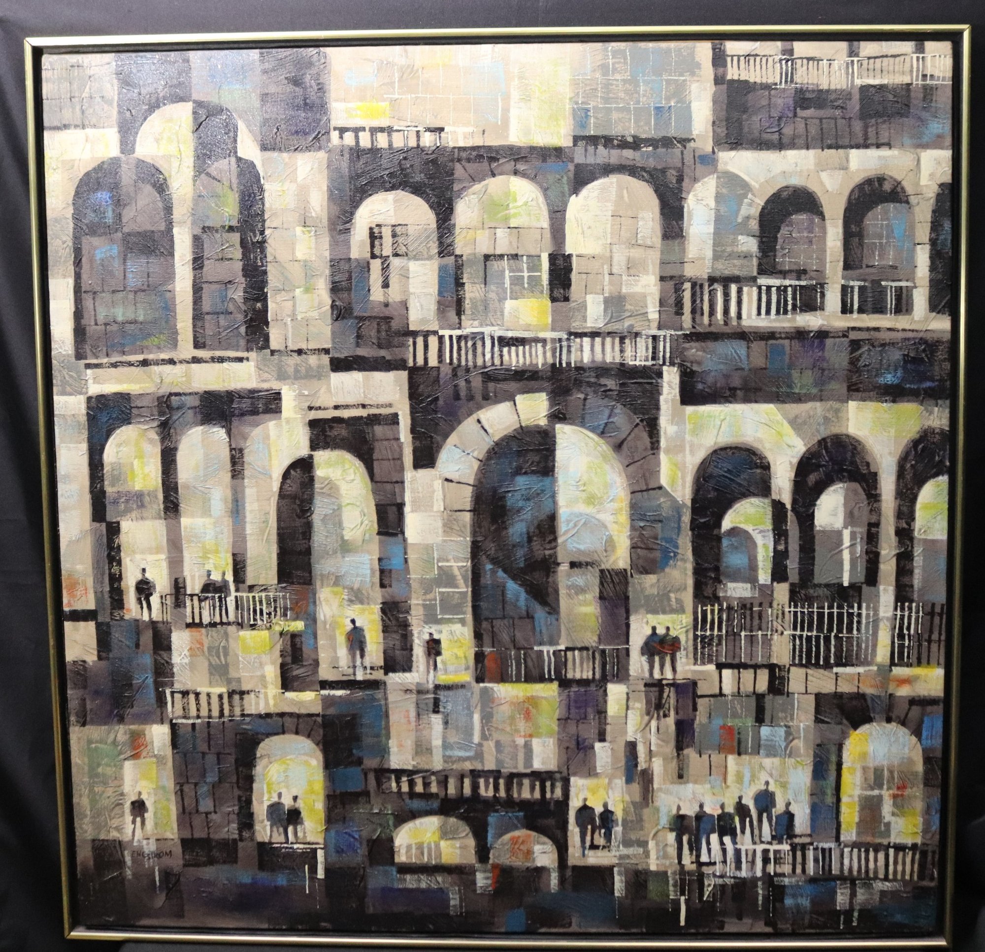 Large, Magns Engstrom Signed O/ C Cubist Mid-century Regional ...