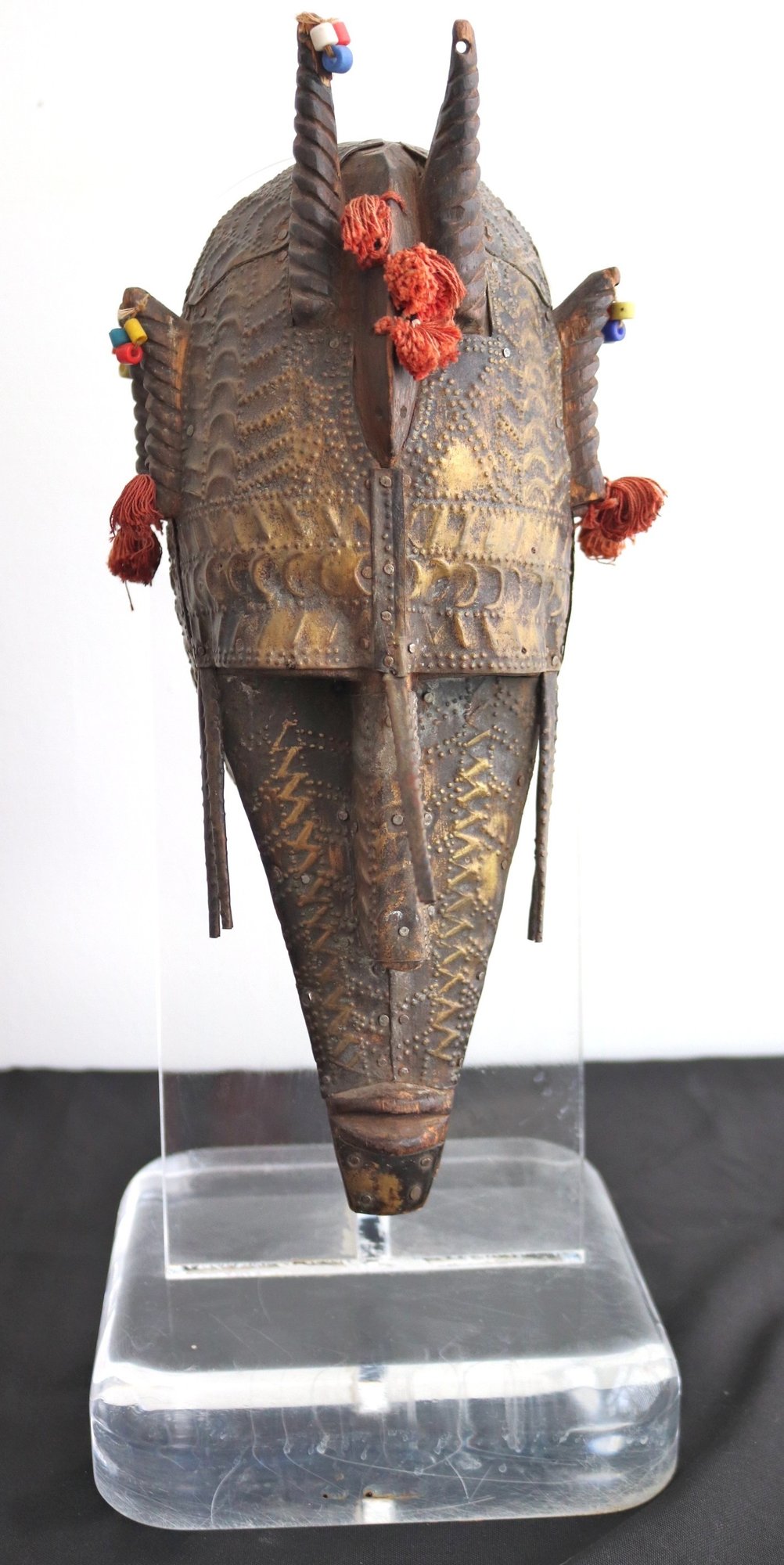 Mali, West African Carved Wood Marka Mask On Glass Base. Some Scratches ...