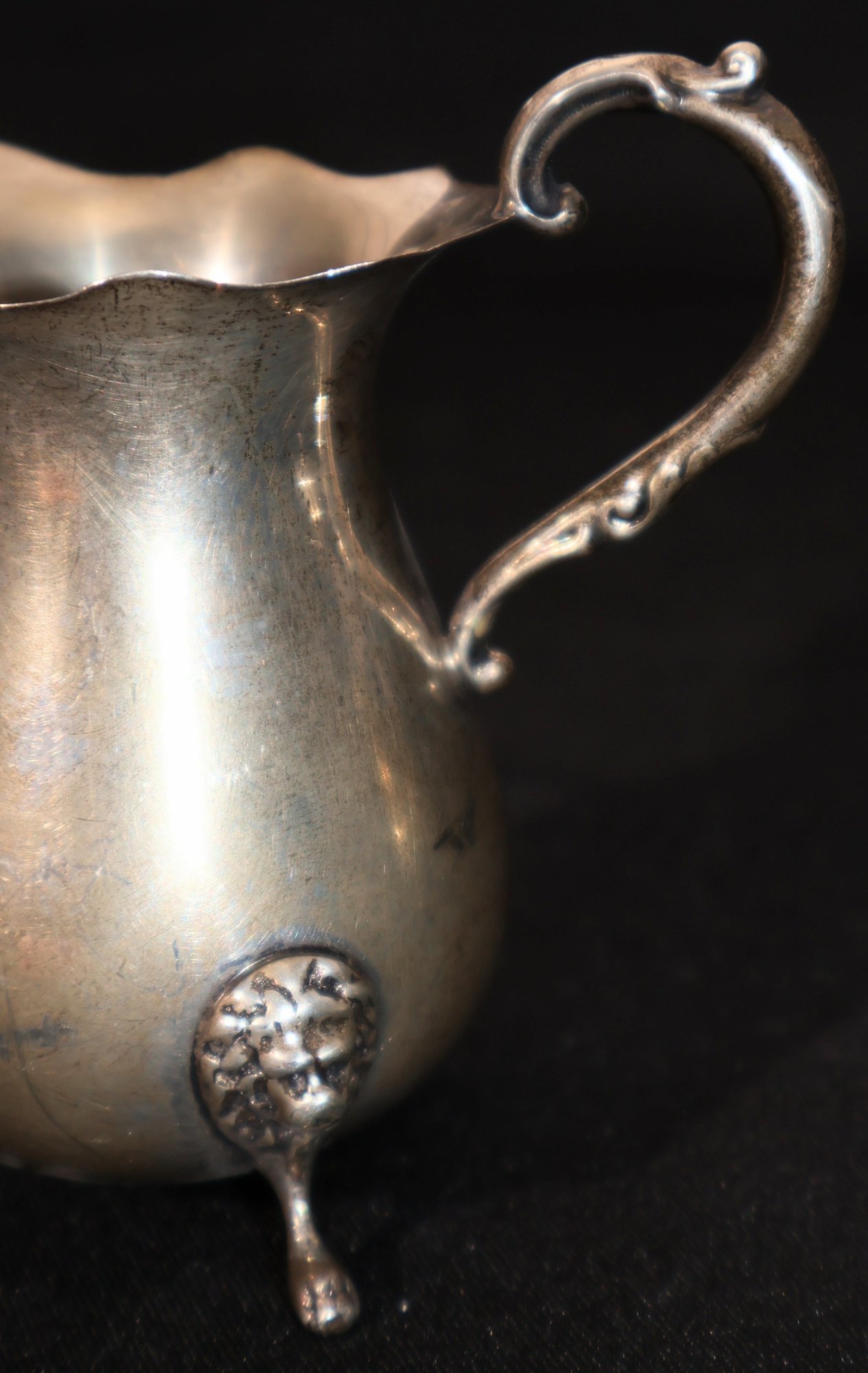 Sterling Silver Footed, Handled Creamer & Sugar Bowl W/ Lion Head ...