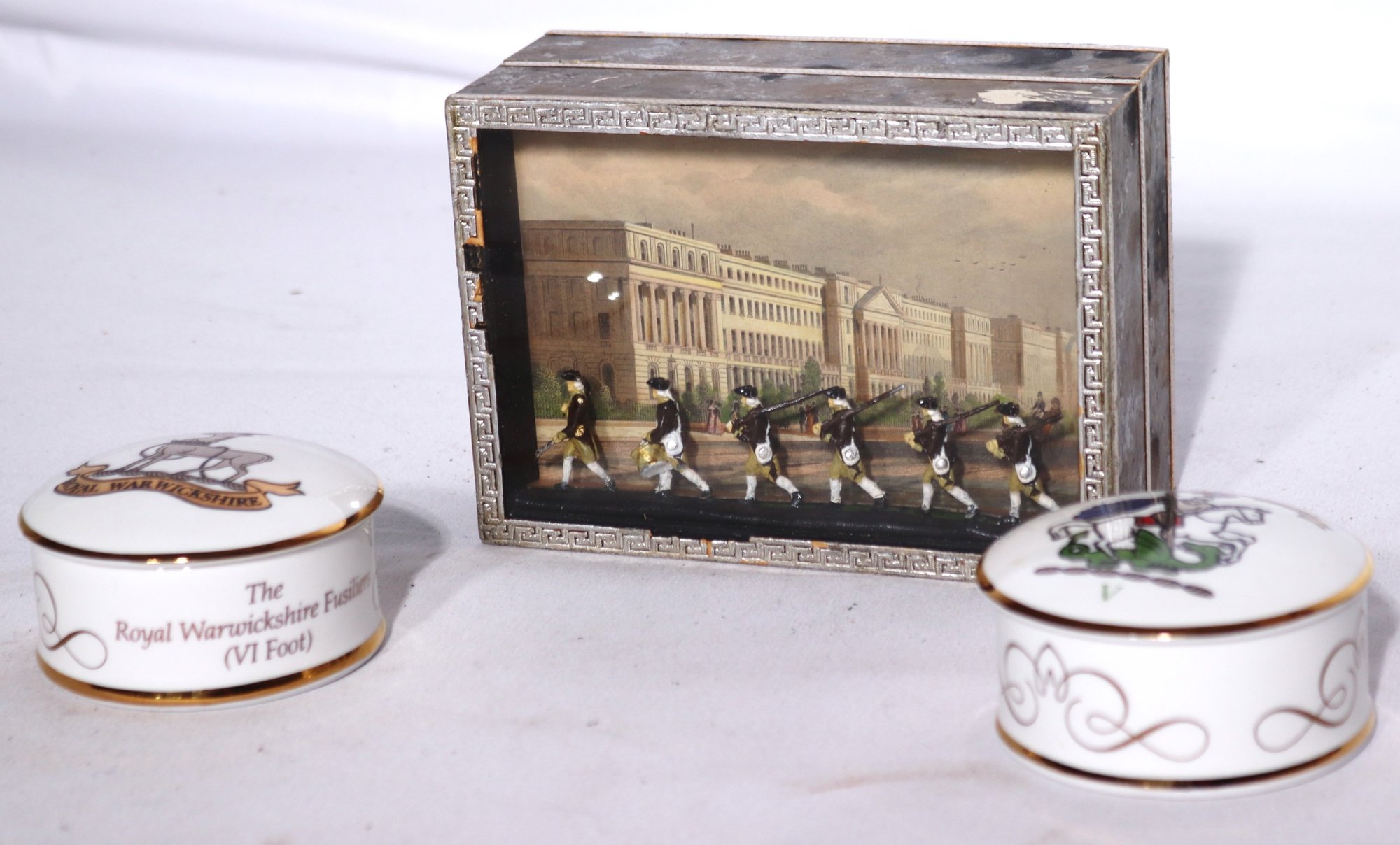 Two English Bone China Military Trinket Boxes From The Fusiliers ...