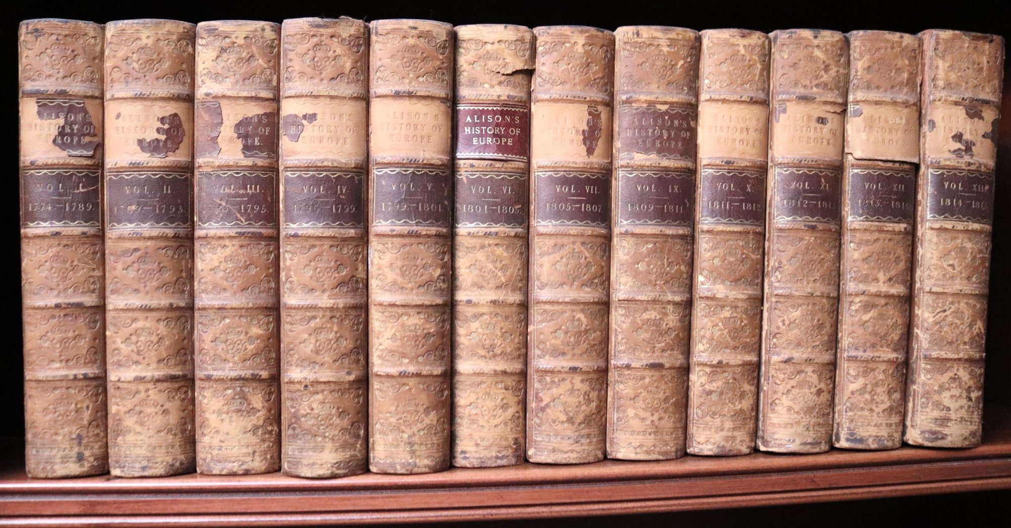 Alisons History Of Europe, Antique Set Of 12 Leather- Bound Books, From ...