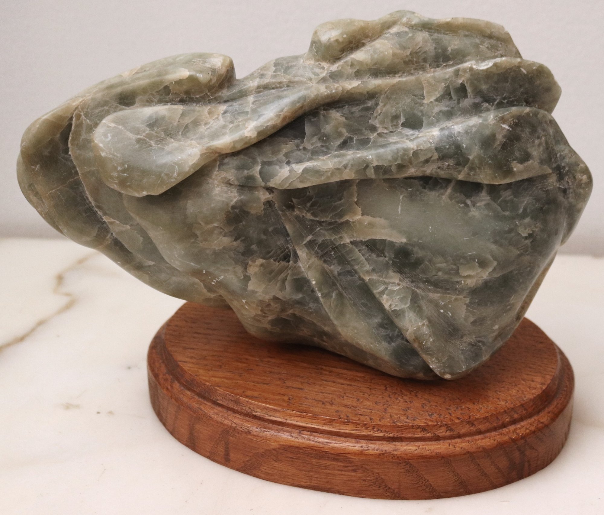 Interesting Green Marble With White Veins Abstract MCM Sculpture On ...