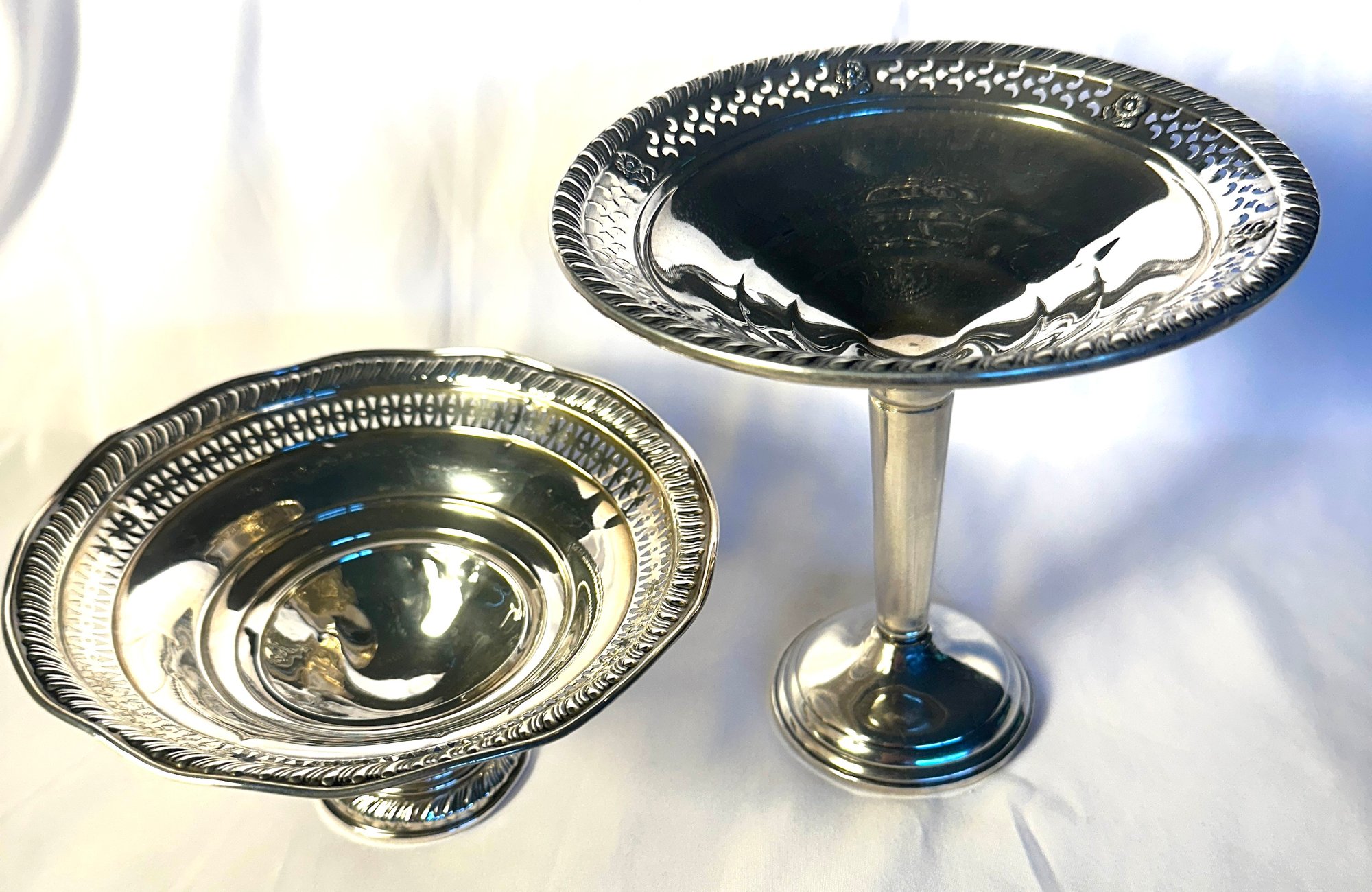 STERLING SILVER PAIR OF FANCY PIERCED CANDY DISHES #51517 ...