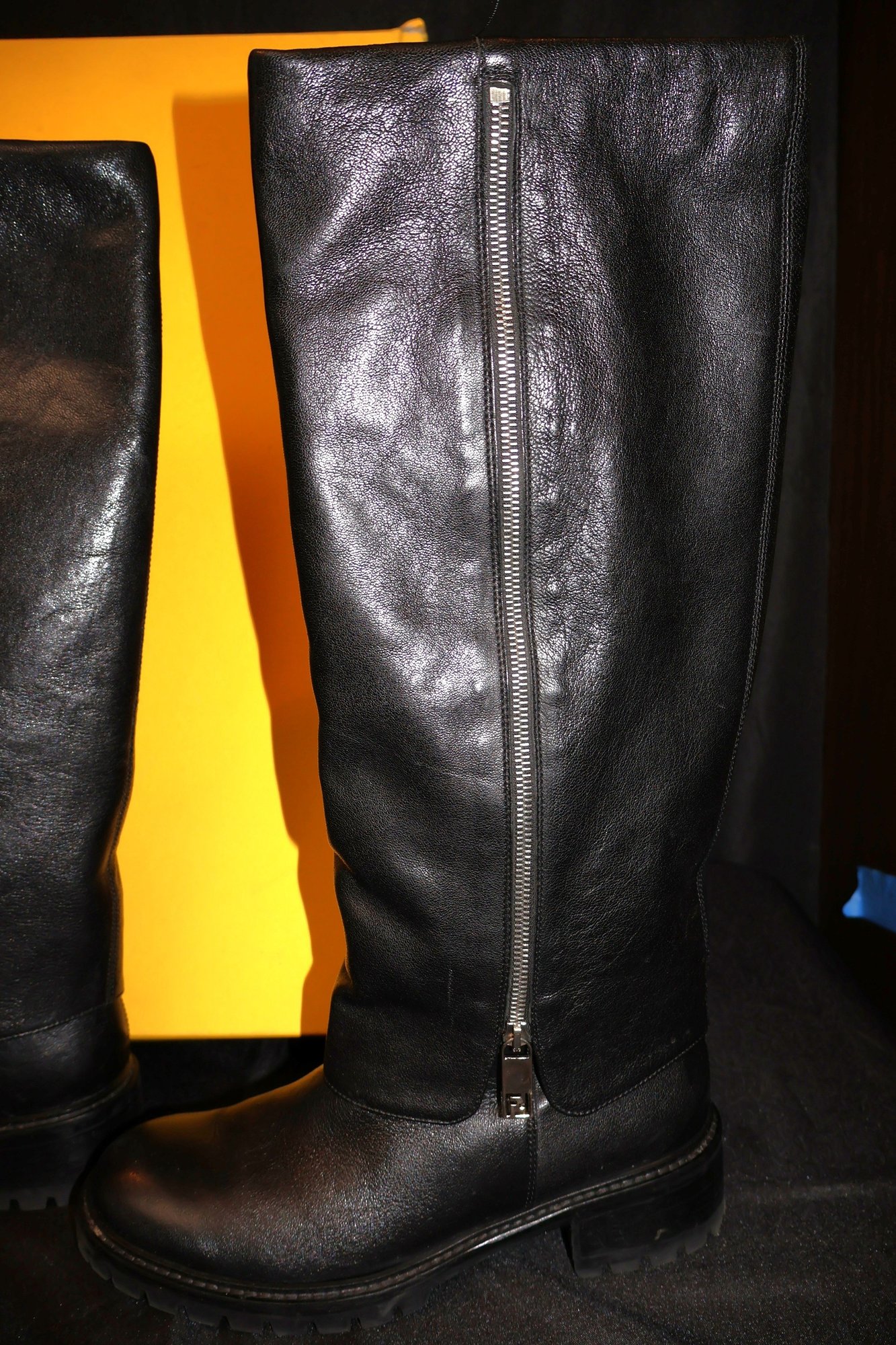 Fendi Black Leather Zucca Zipper Boots #73040 | Auctionninja.com