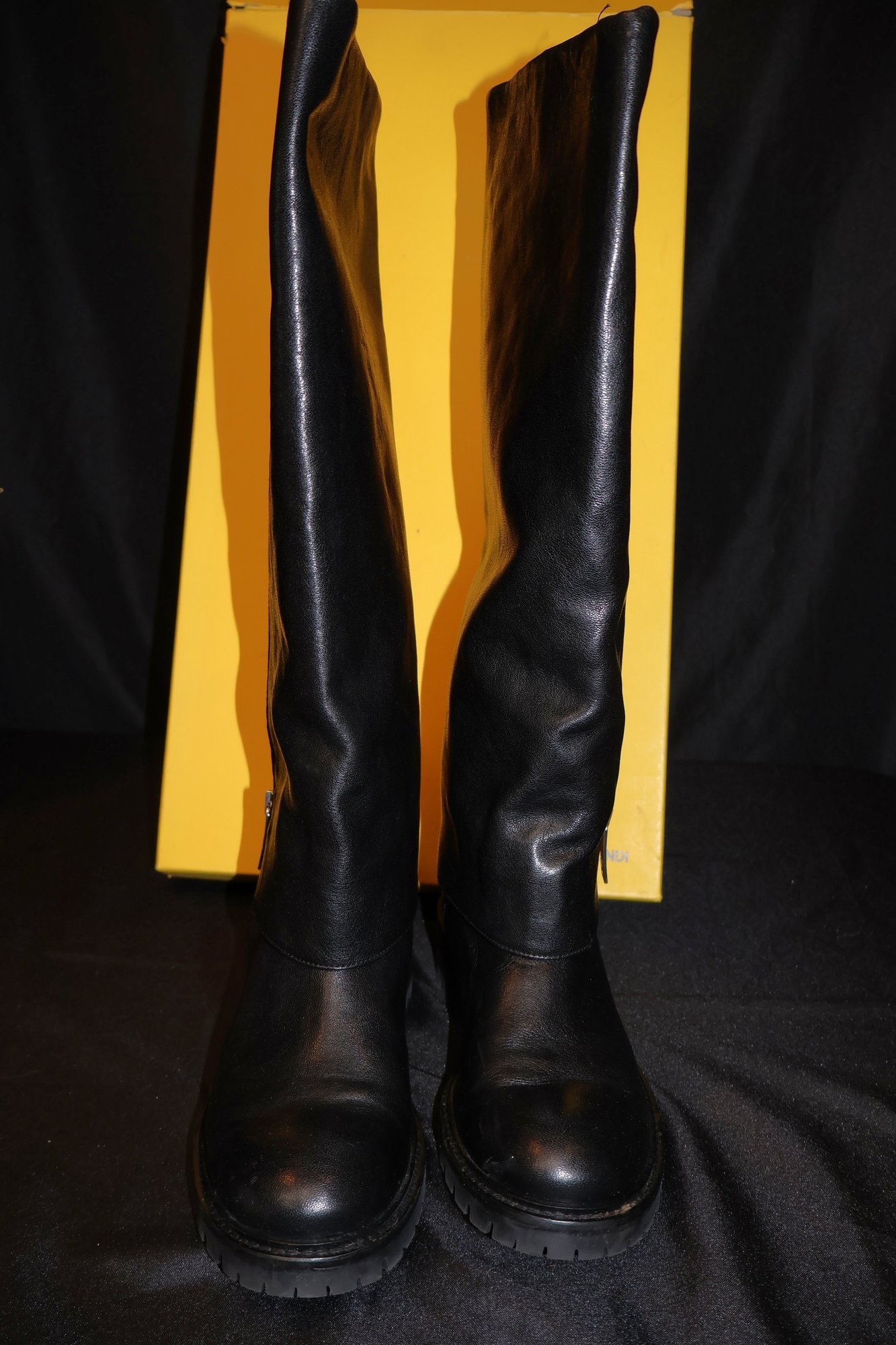 Fendi Black Leather Zucca Zipper Boots #73040 | Auctionninja.com