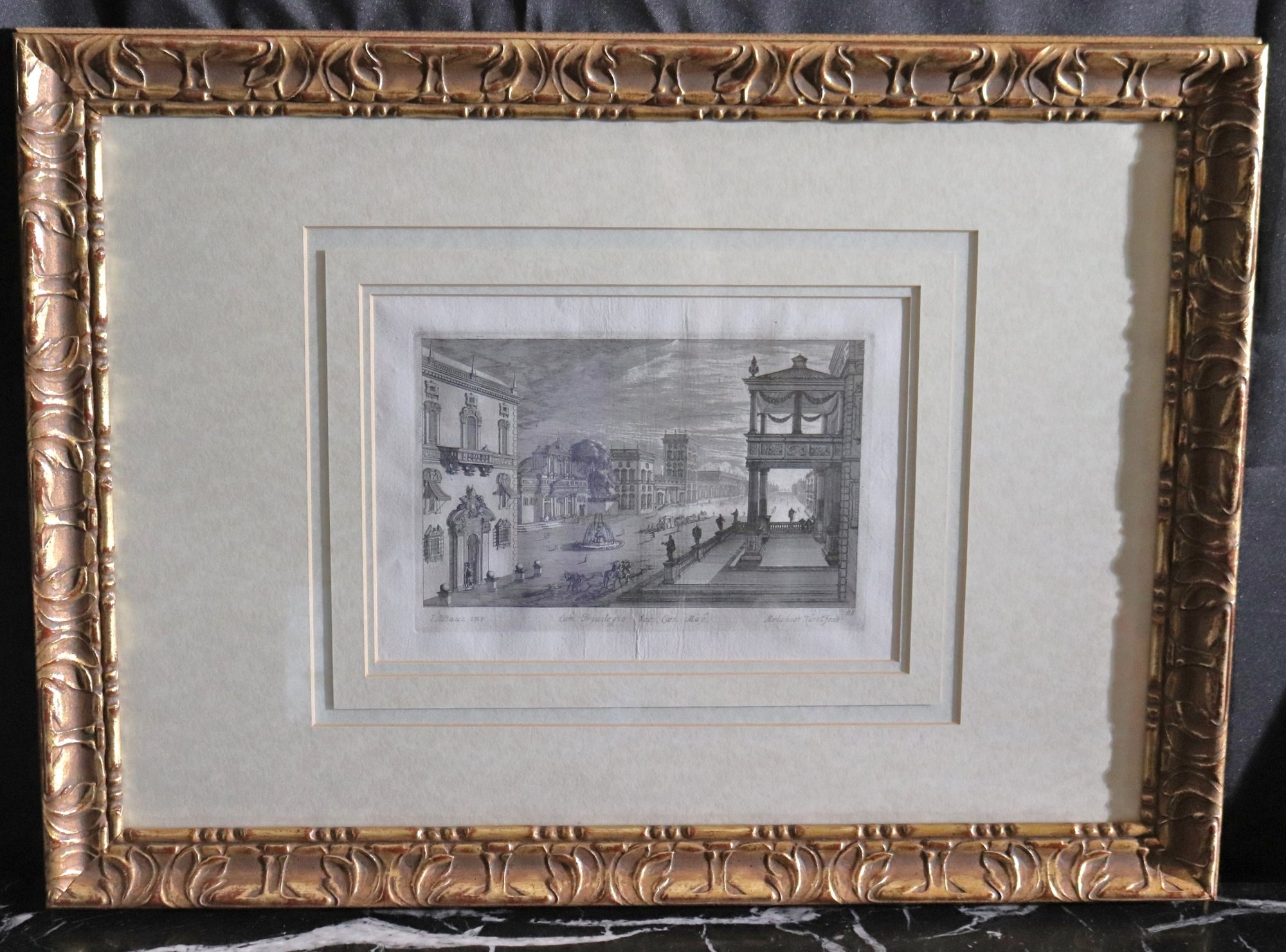 Um Privilegio Sac Caes May Antique Framed Etching In Frame #52622 ...