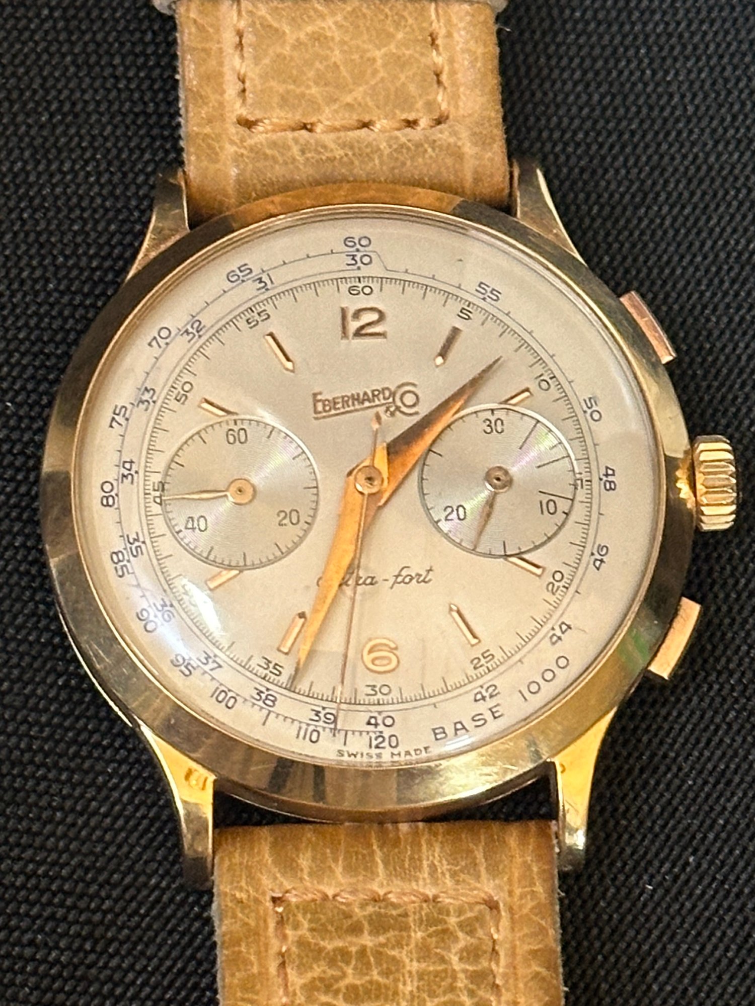 18K Rose Gold Vintage Eberhard Extra - Fort Men's Manual Wind ...