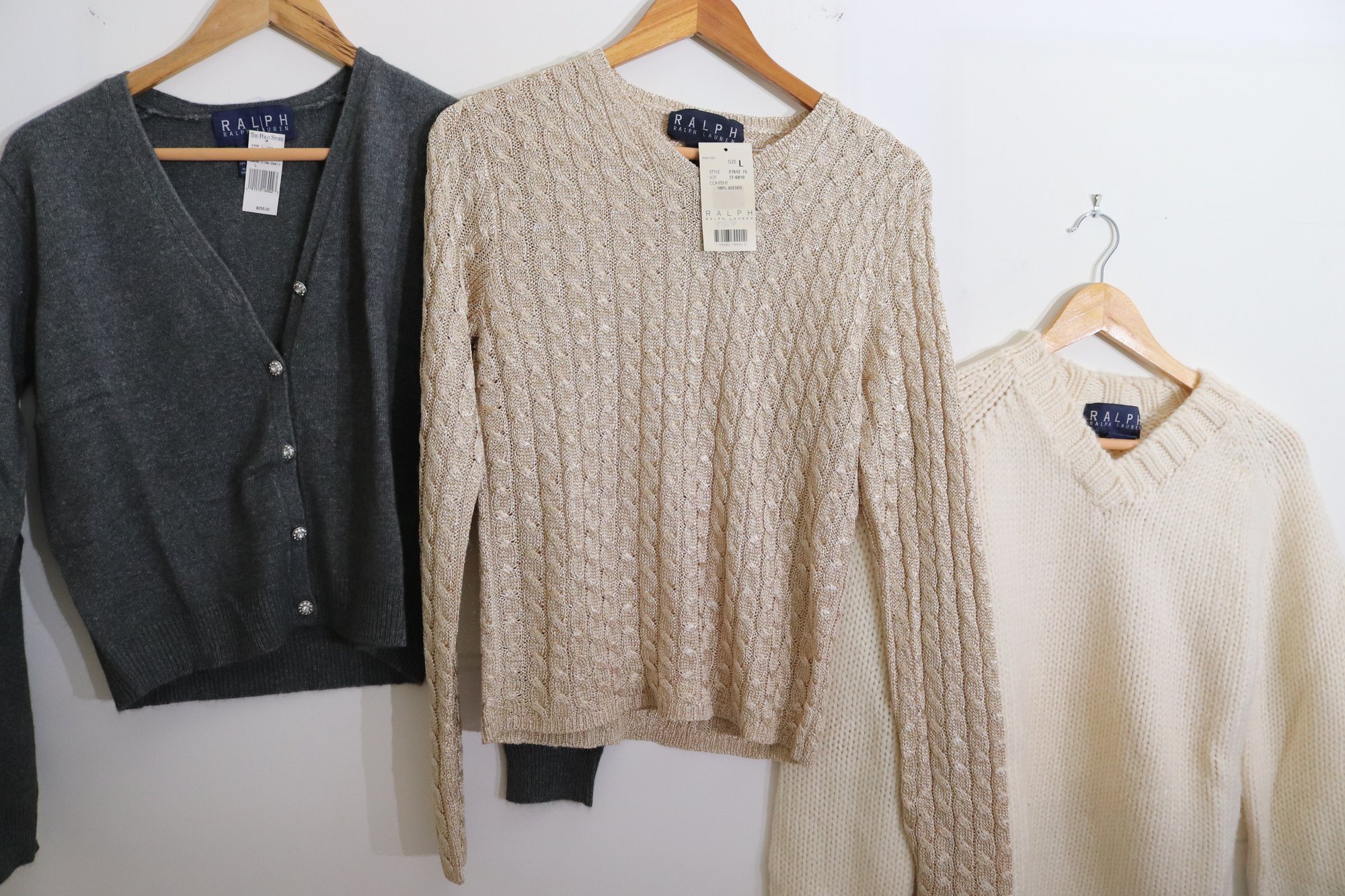 Ralph Lauren Charcoal Sweater Size L Mixed Material, Blouse 100 Percent ...