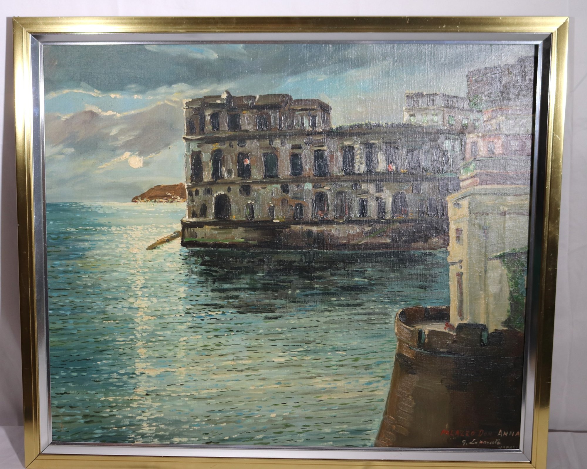Vintage Signed Italian Oil Painting On Canvas, Of Palazzo Don Anna ...