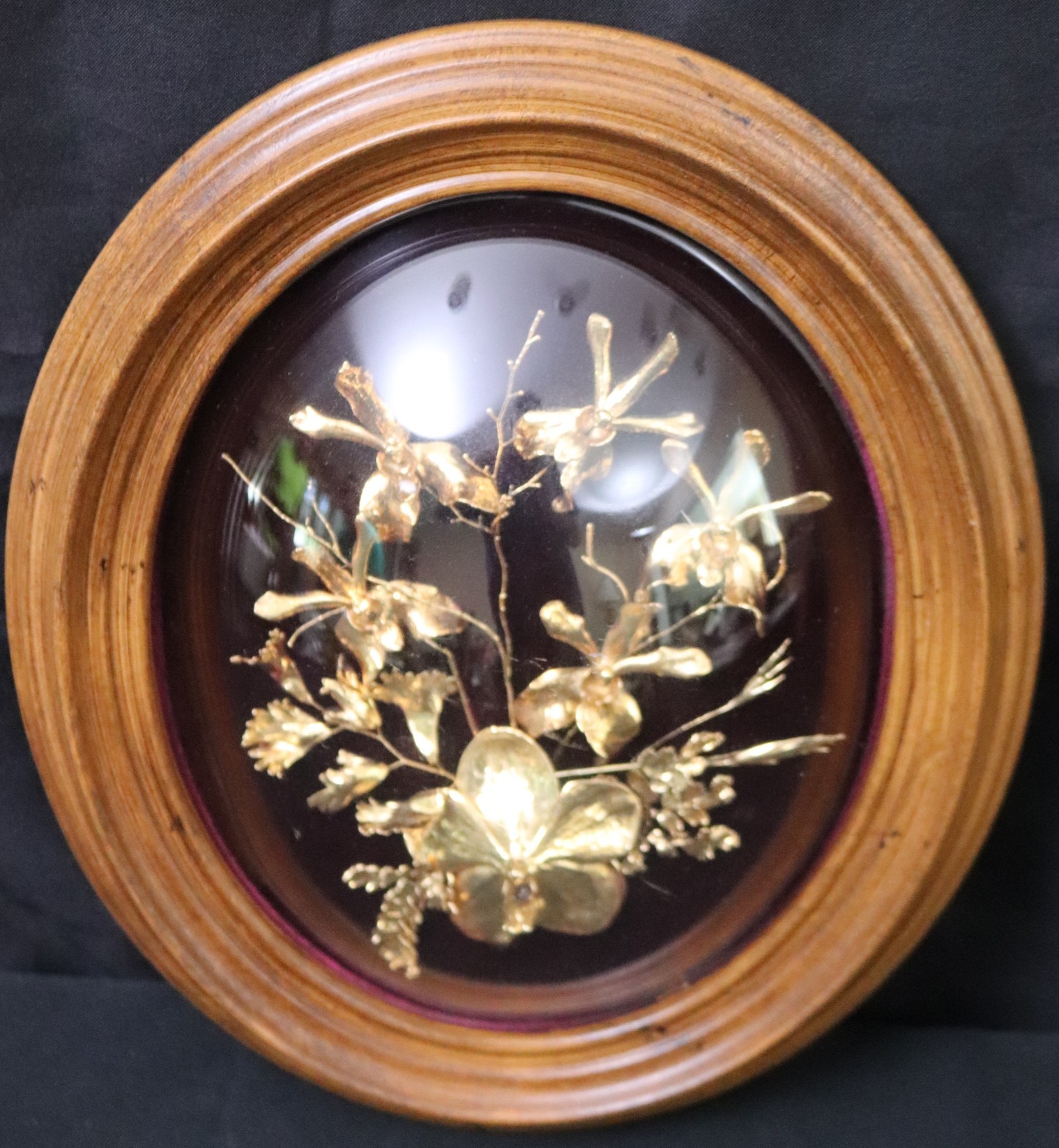 Vintage Flora Hawaii 24 K Gold Dipped On Pure Silver Botanicals In Concave Frame #65252 ...