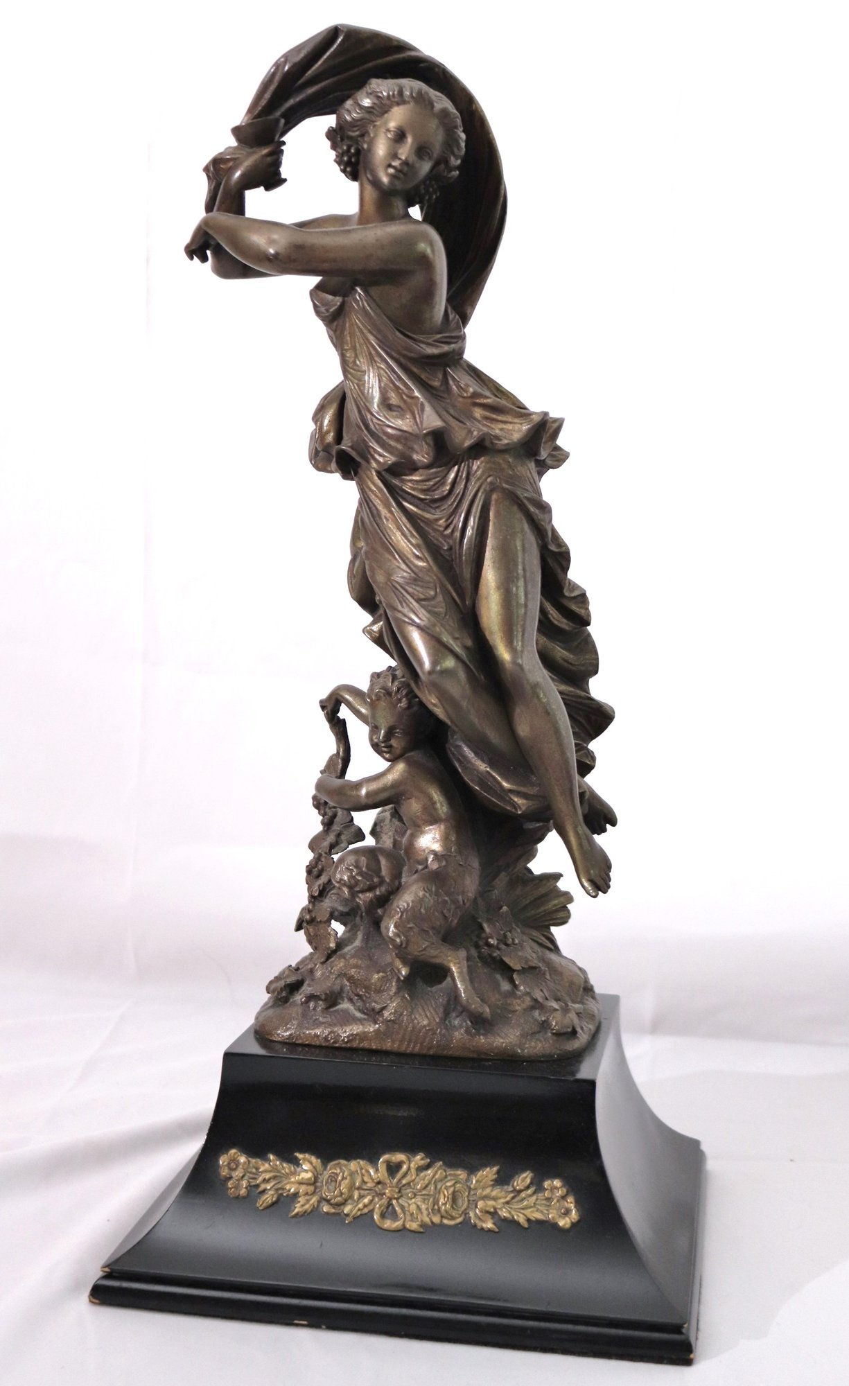 Patinated Cast Brass / Bronze Figurine Of Beautiful Neoclassical Woman ...