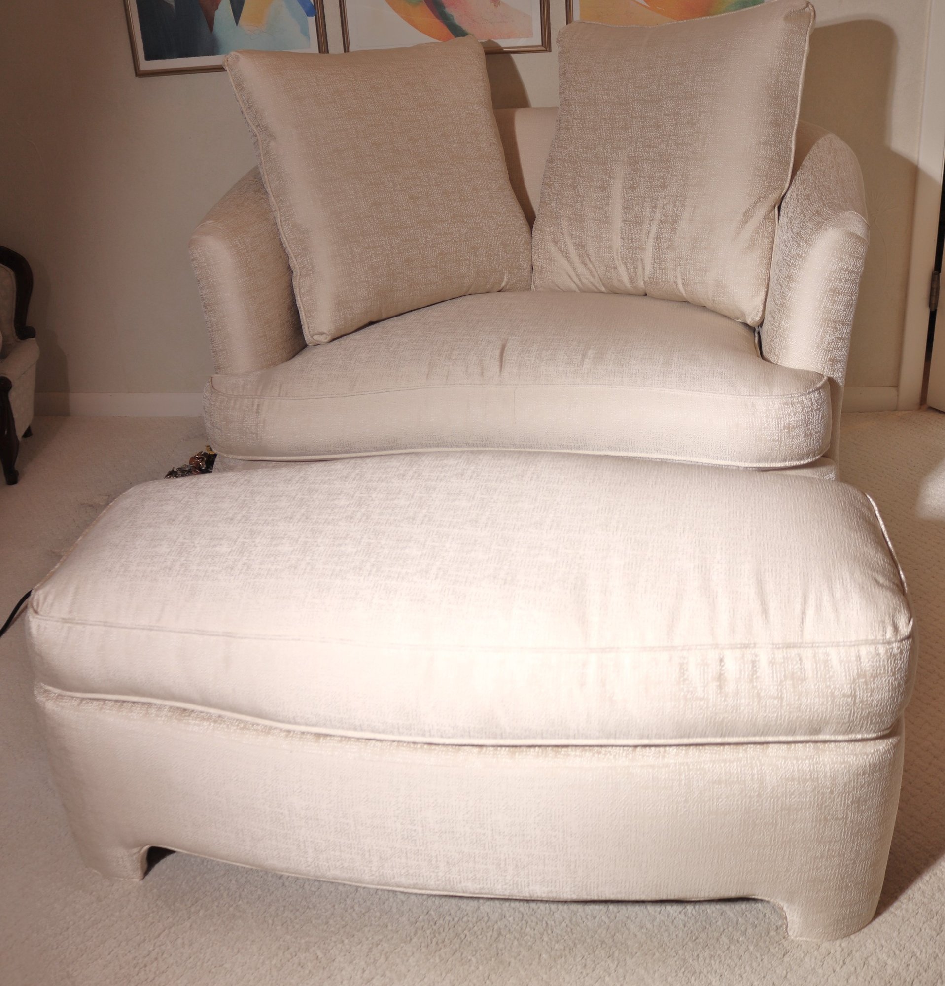 Comfy And Cozy Custom Arm Chair With Matching Ottoman/ Bench In A ...