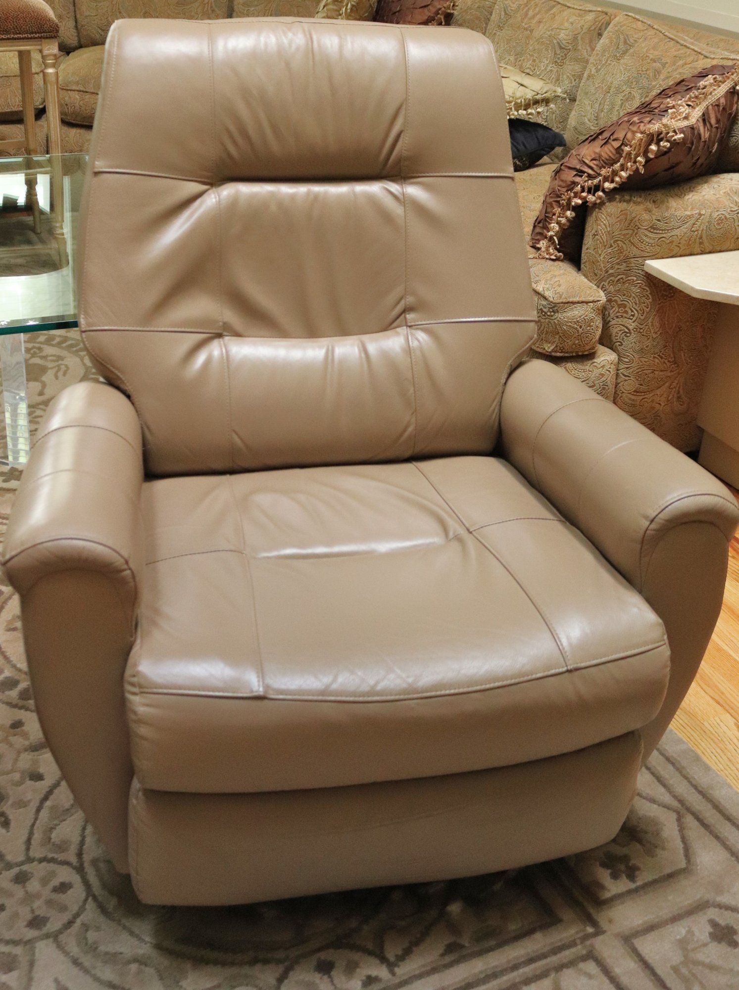 Light Beige, Faux Leather 3 In 1 Recliner/ Rocker/ Swivel Chair By Best ...