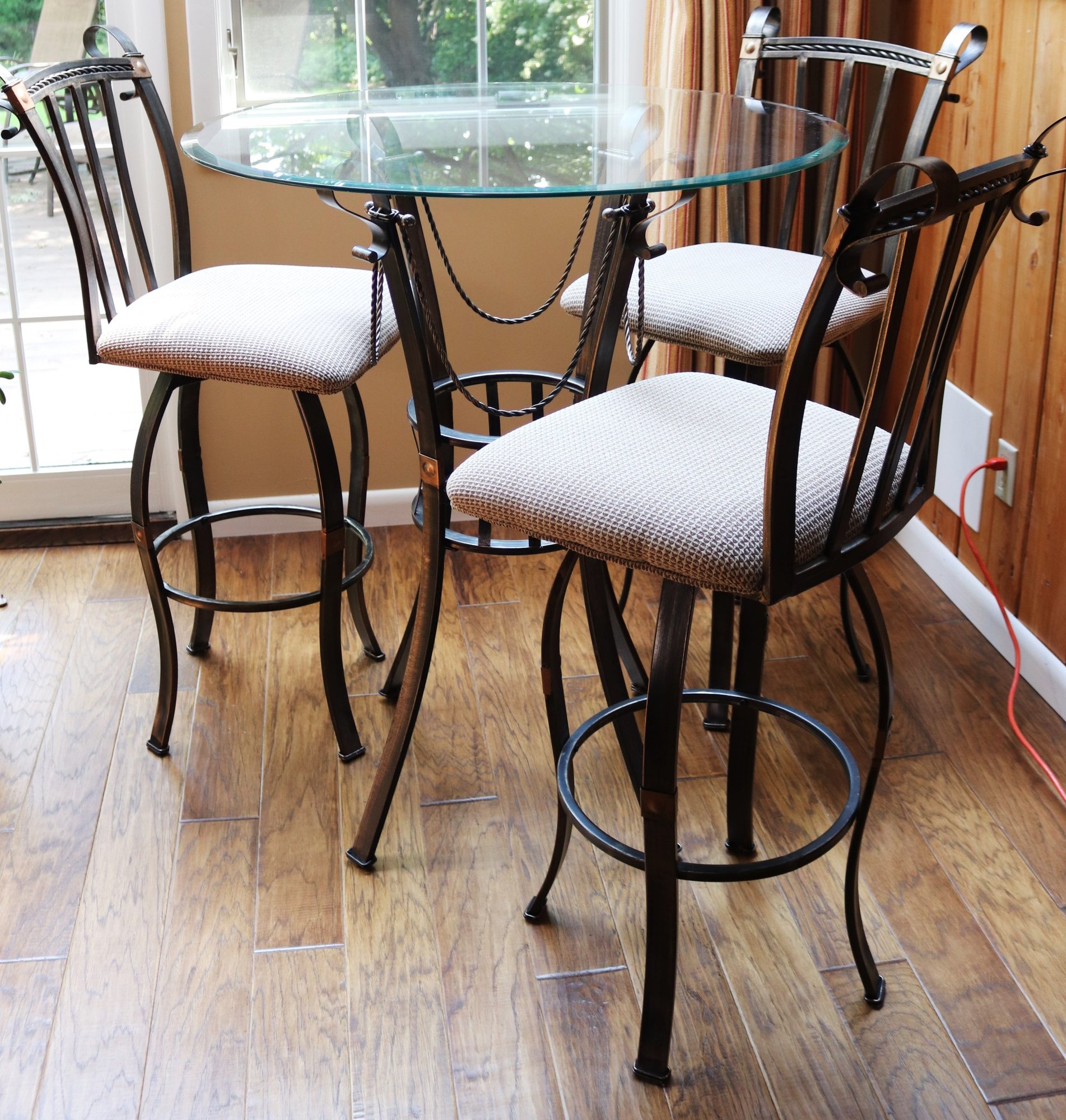Stylish Cast Aluminum High Top Pub Style Table On An Ornate Bronze ...