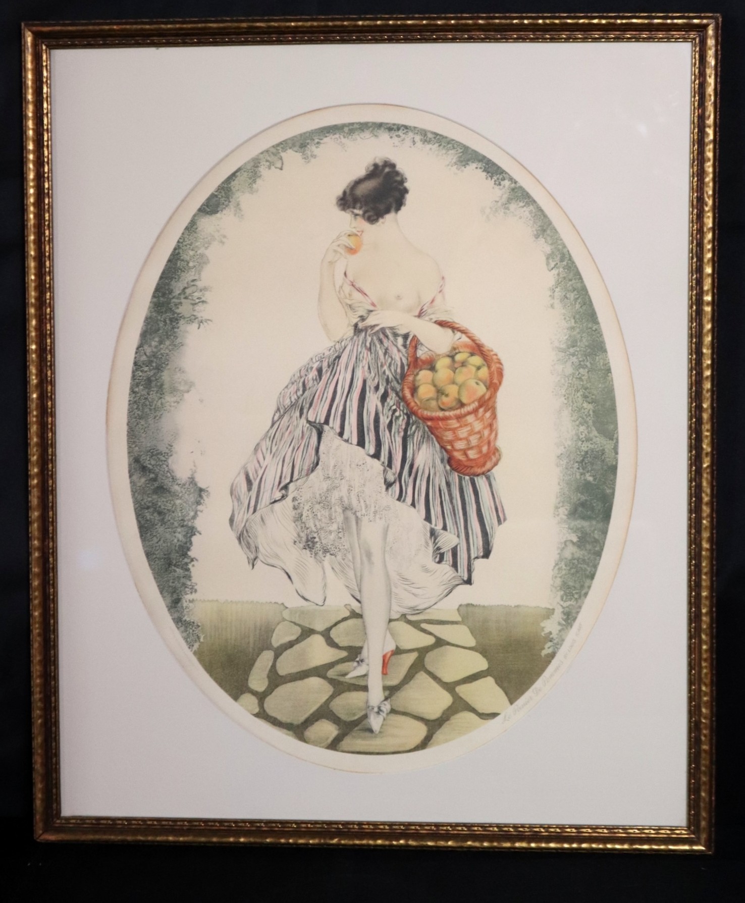Le Panier De Pommes By Louis Icart Vintage Framed Print Published By ...