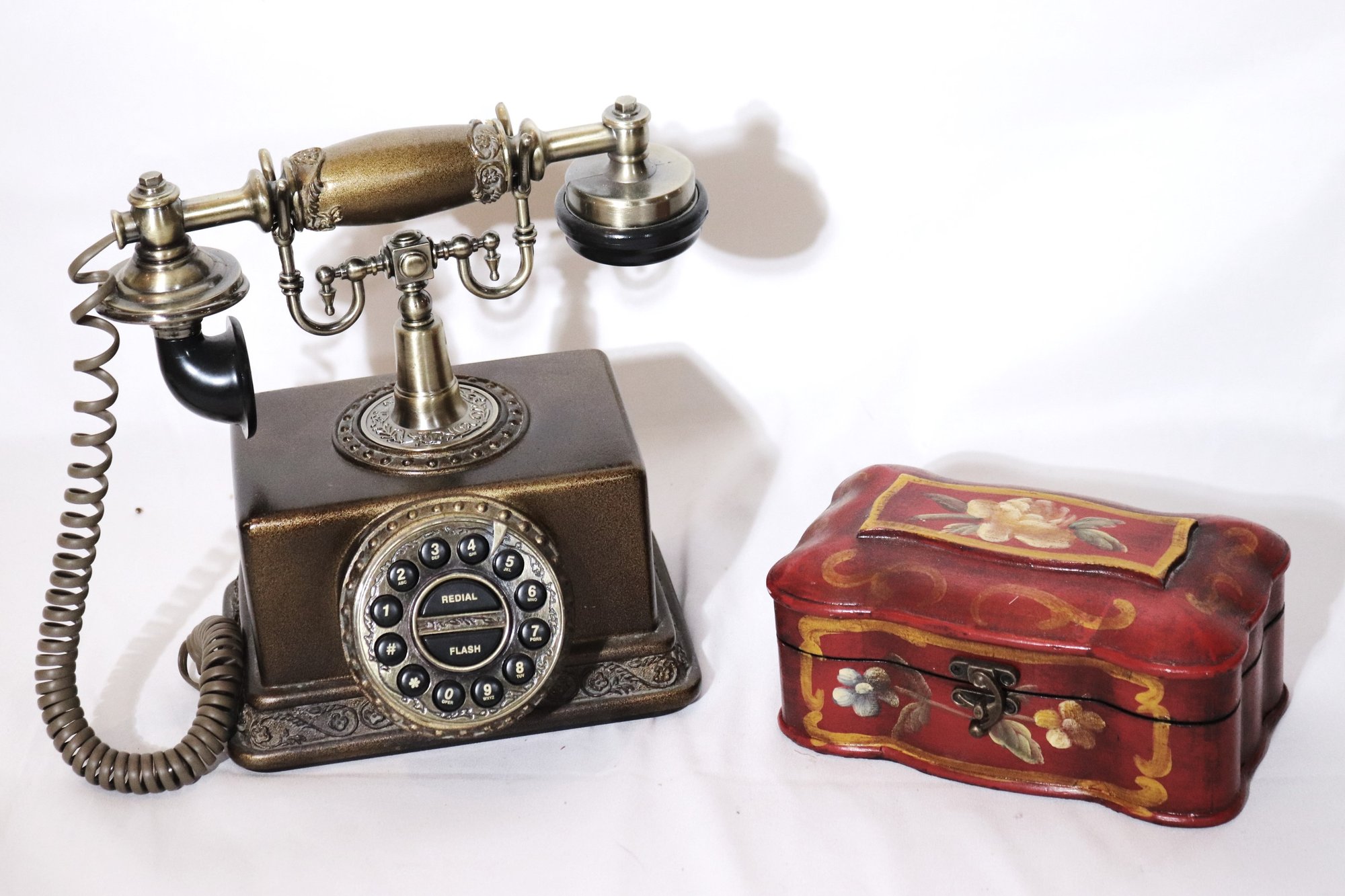 Decorative Antique French Style Telephone Includes Decorative Trinket ...