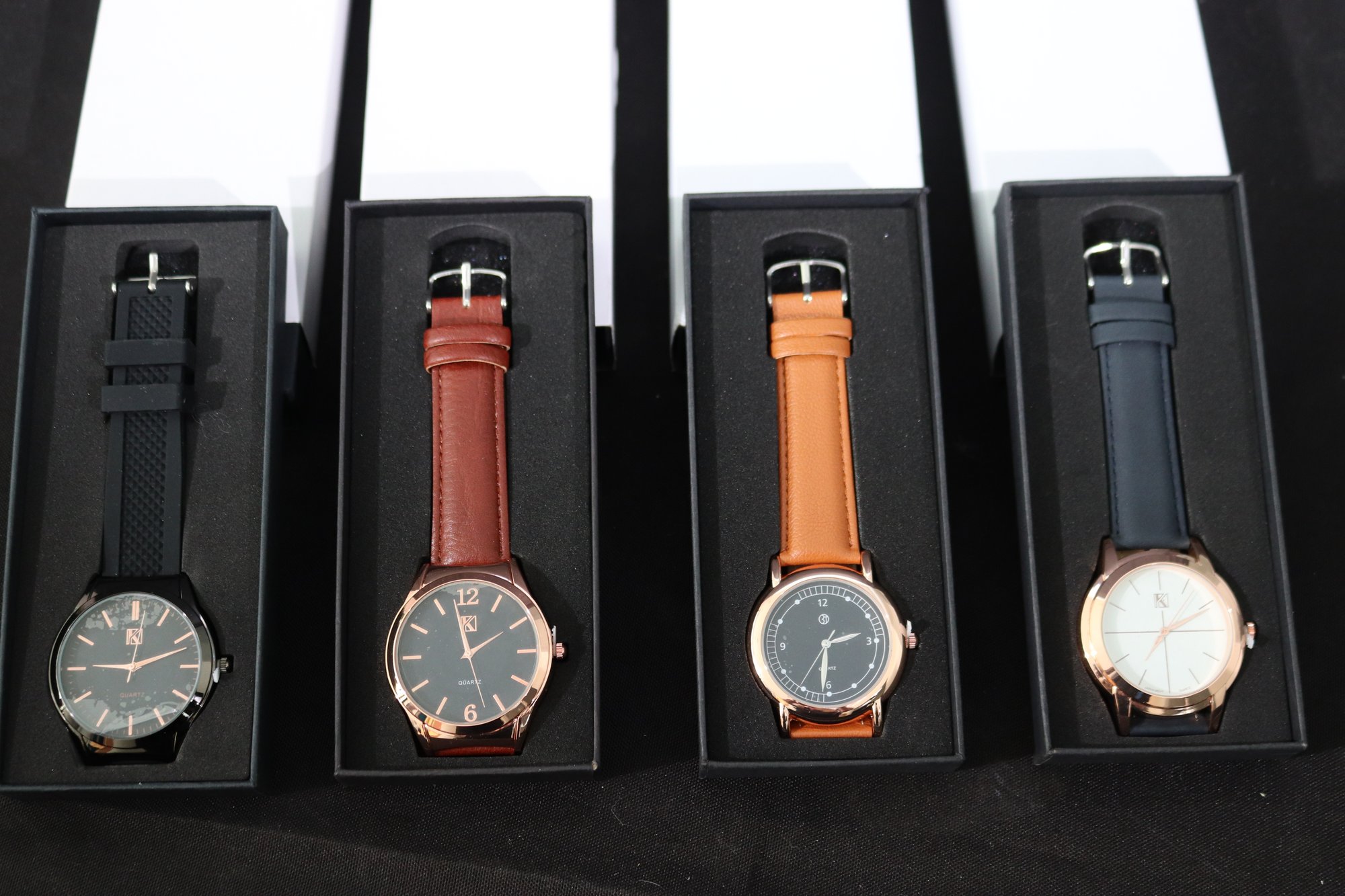 4 Mens Stainless Steel Quartz Watches Like New With Box #56094 ...