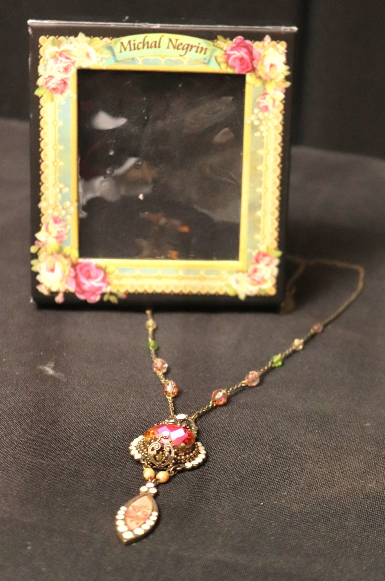 Michal Negrin Noa Necklace With Pink Swarovski Crystals. #58929 ...