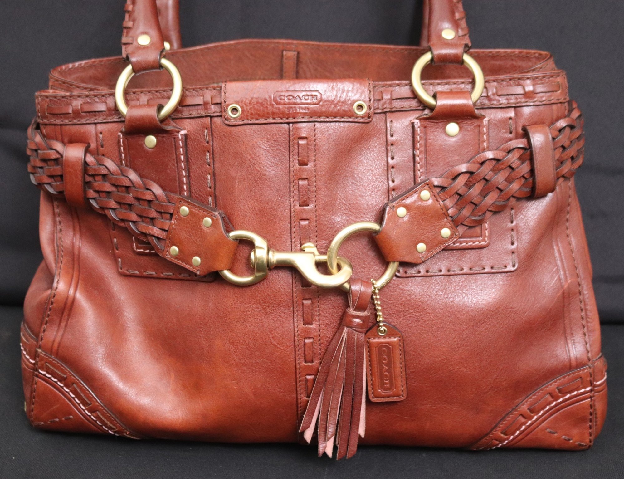 Vintage Coach Hamptons Braided Brown Leather Shoulder Bag #62570 ...