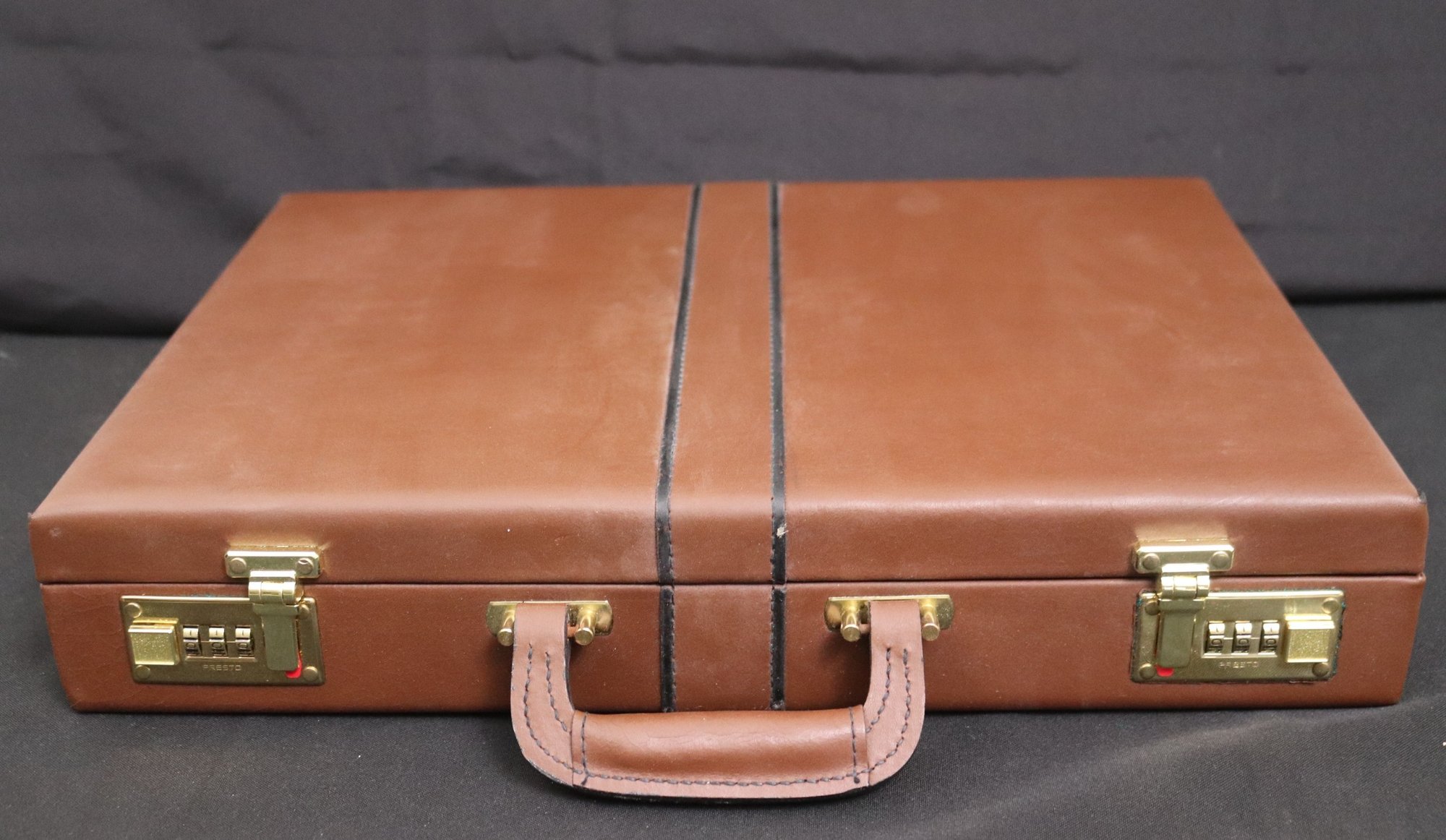 Vintage Brown Leather Business Attache Hard Sided Briefcase #62571 ...