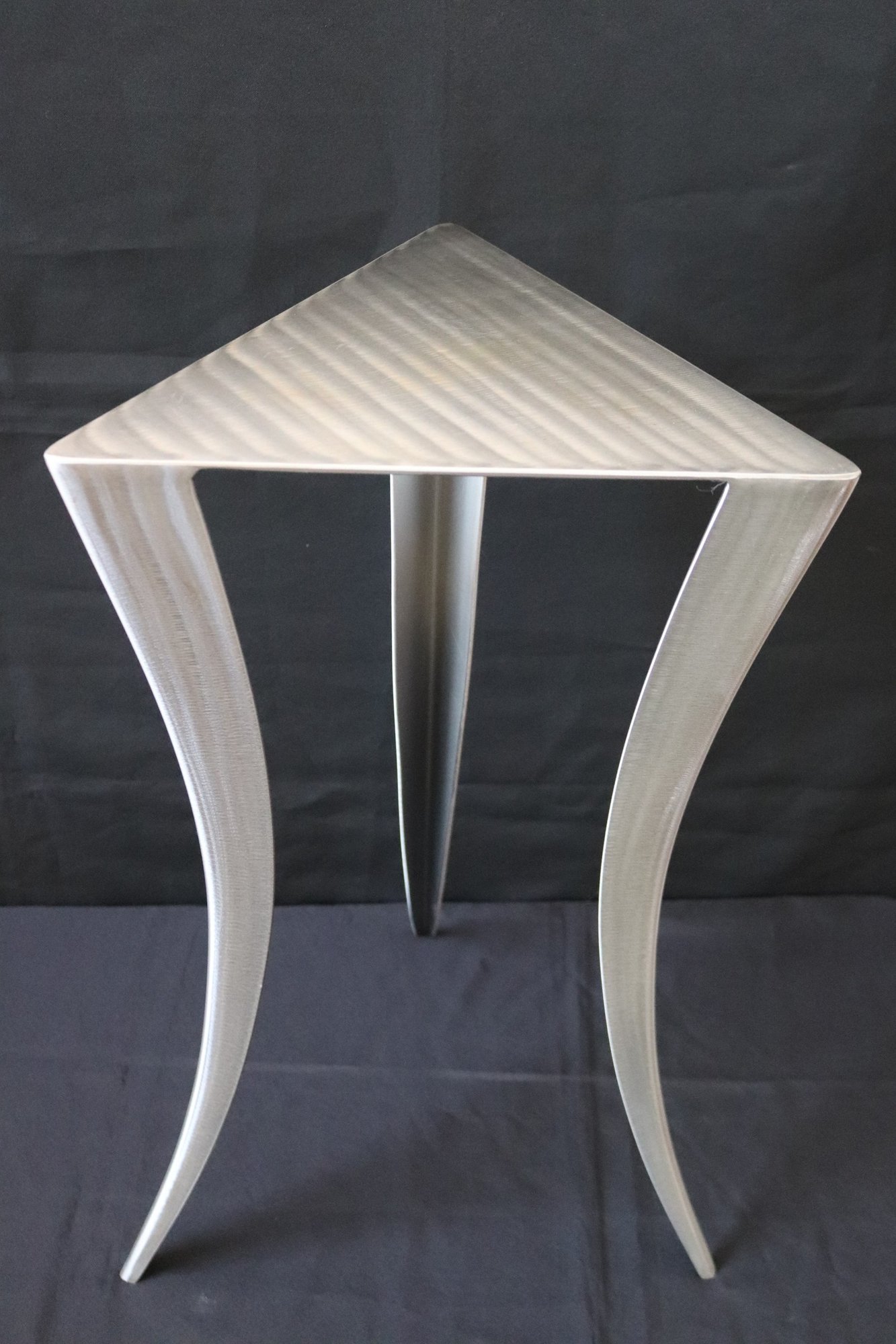 Enos Brushed Steel Triangle Top Accent Table With Sweeping Legs #69983 ...